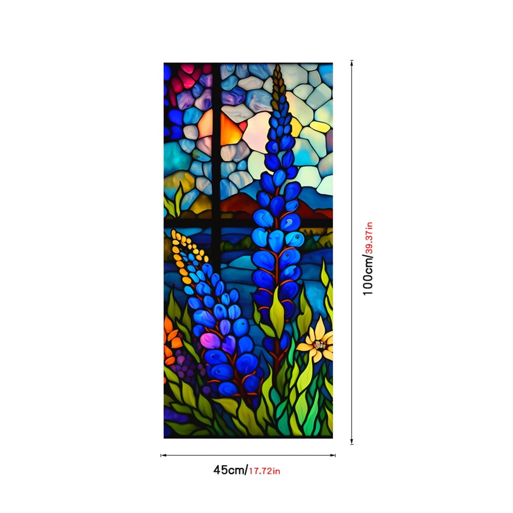 RONSHIN Retro Floral Stained Glass Window Film Colorful Removable Uv ...