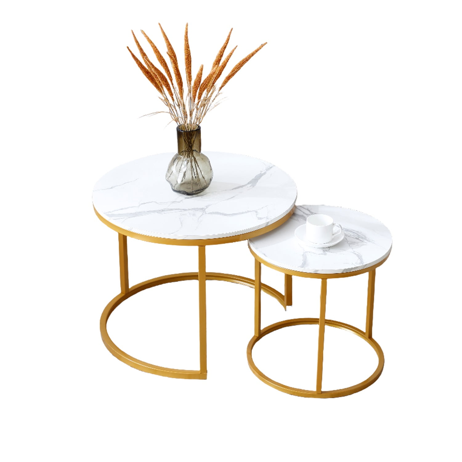 RONSHIN Round Nesting Table Set Of 2, Removable Modern Side Table With ...