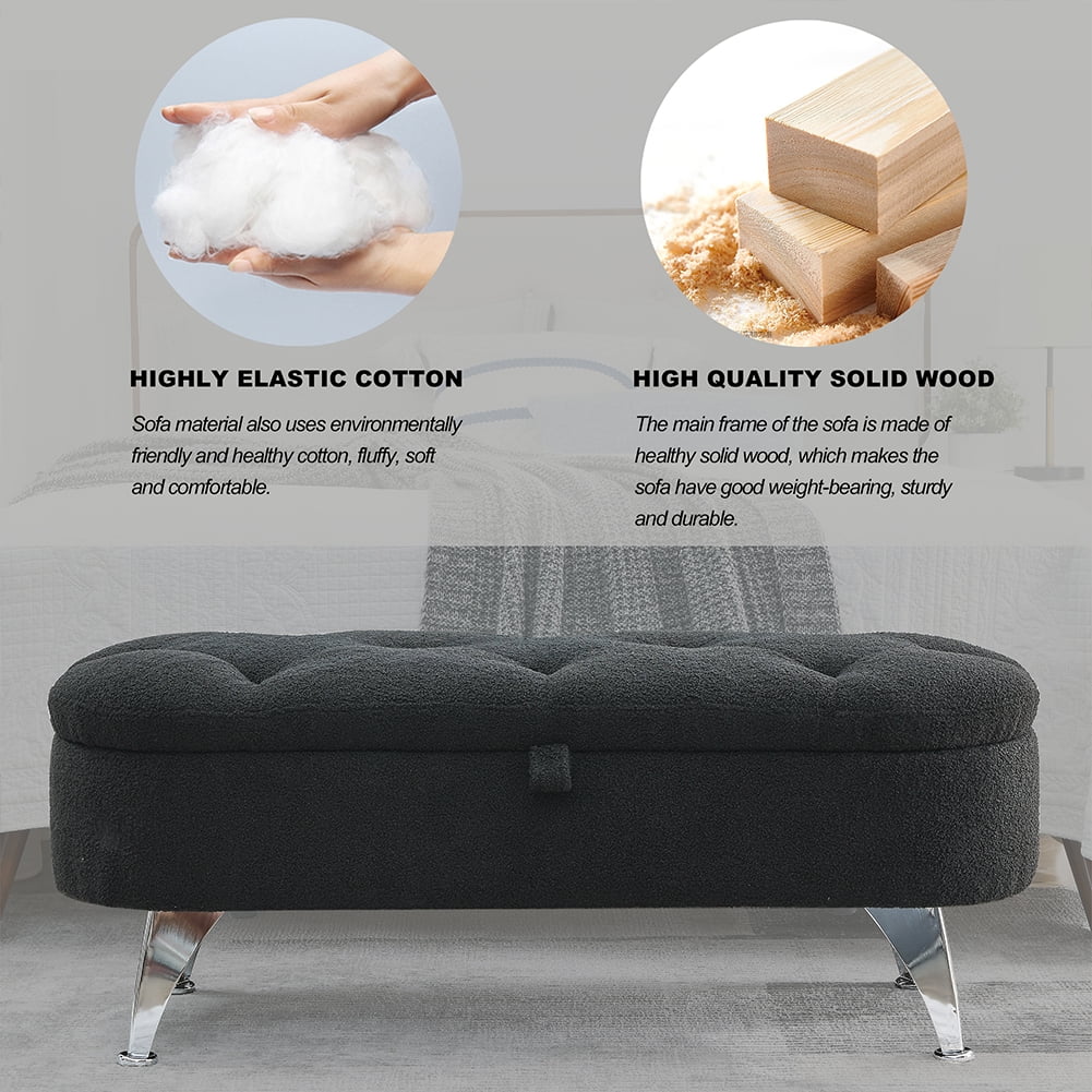 RONSHIN Storage Ottoman Bench with Metal Legs Safety Hinge Storage ...