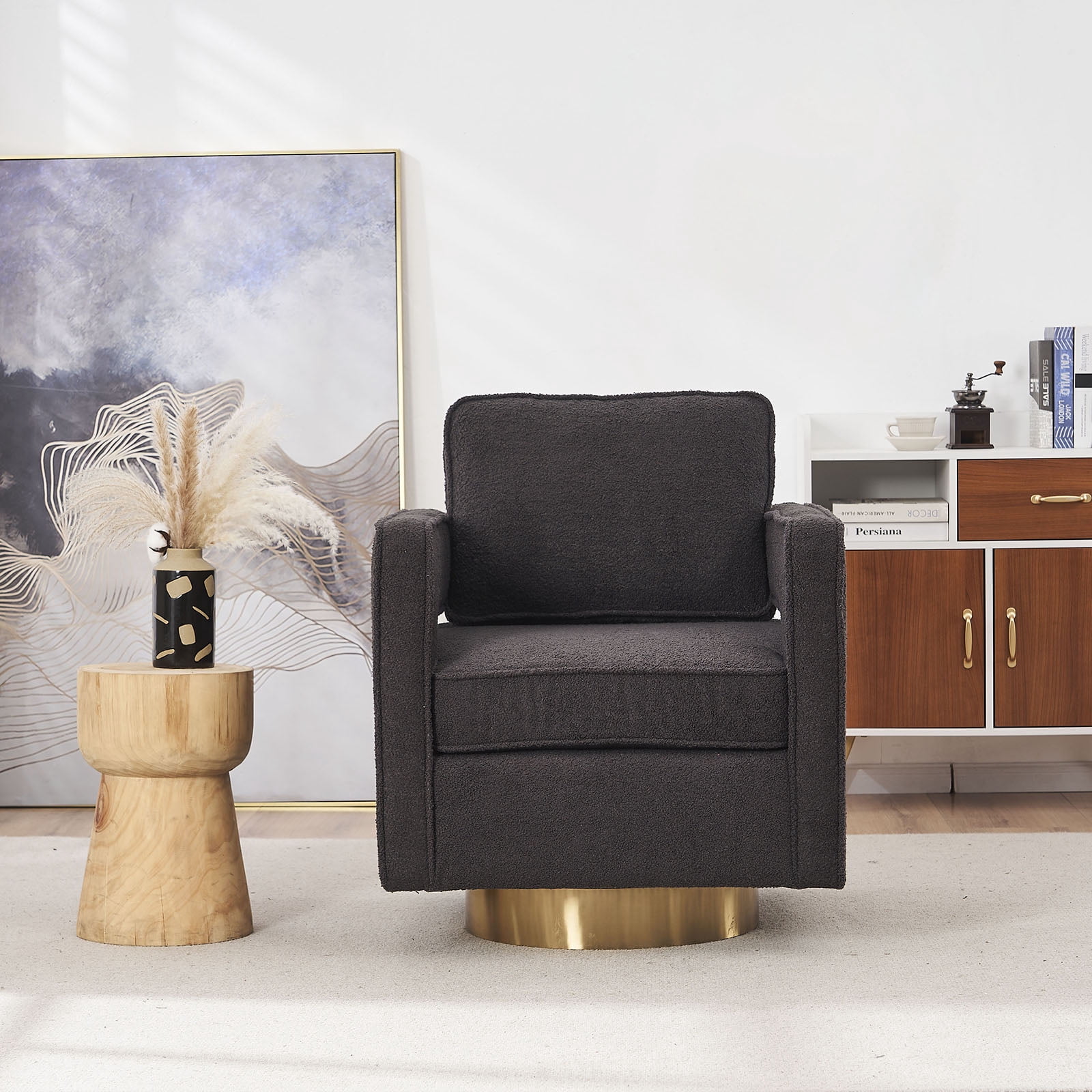 RONSHIN Swivel Accent Barrel Chair, Modern Comfy Upholstered Sofa Chair ...
