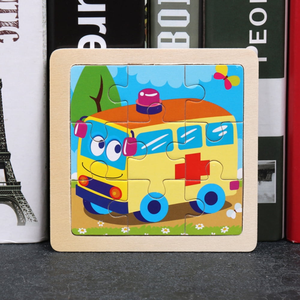 RONSHIN Wooden Puzzles Toy For Toddler 0-3 Years Old 9 Pieces Cartoon ...
