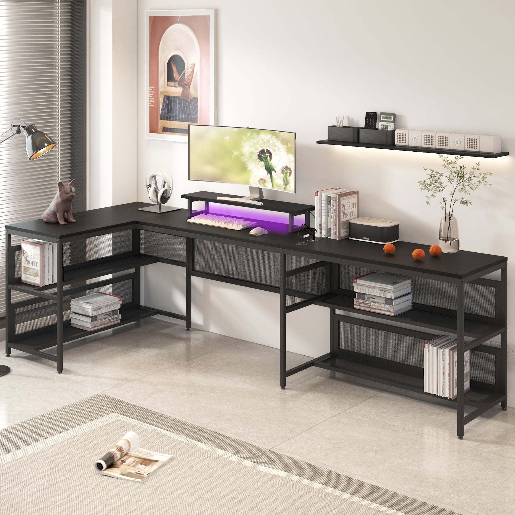 RONSHIN u Shaped Office Desk, Corner Desk with 3 Spacious Desktop ...