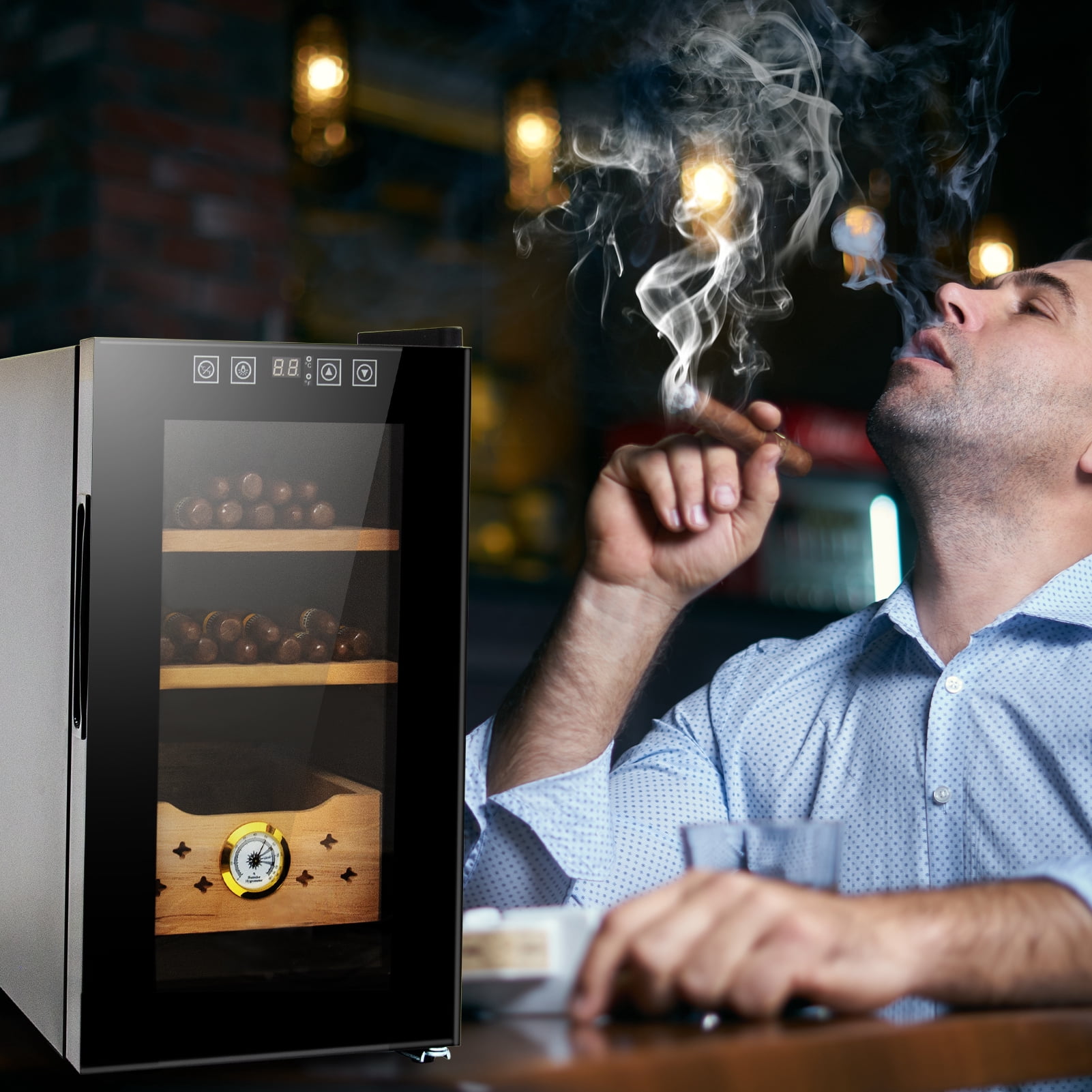 RONSHINE 25L Electric Cigar Humidor, LED Lighted Digital Display ...