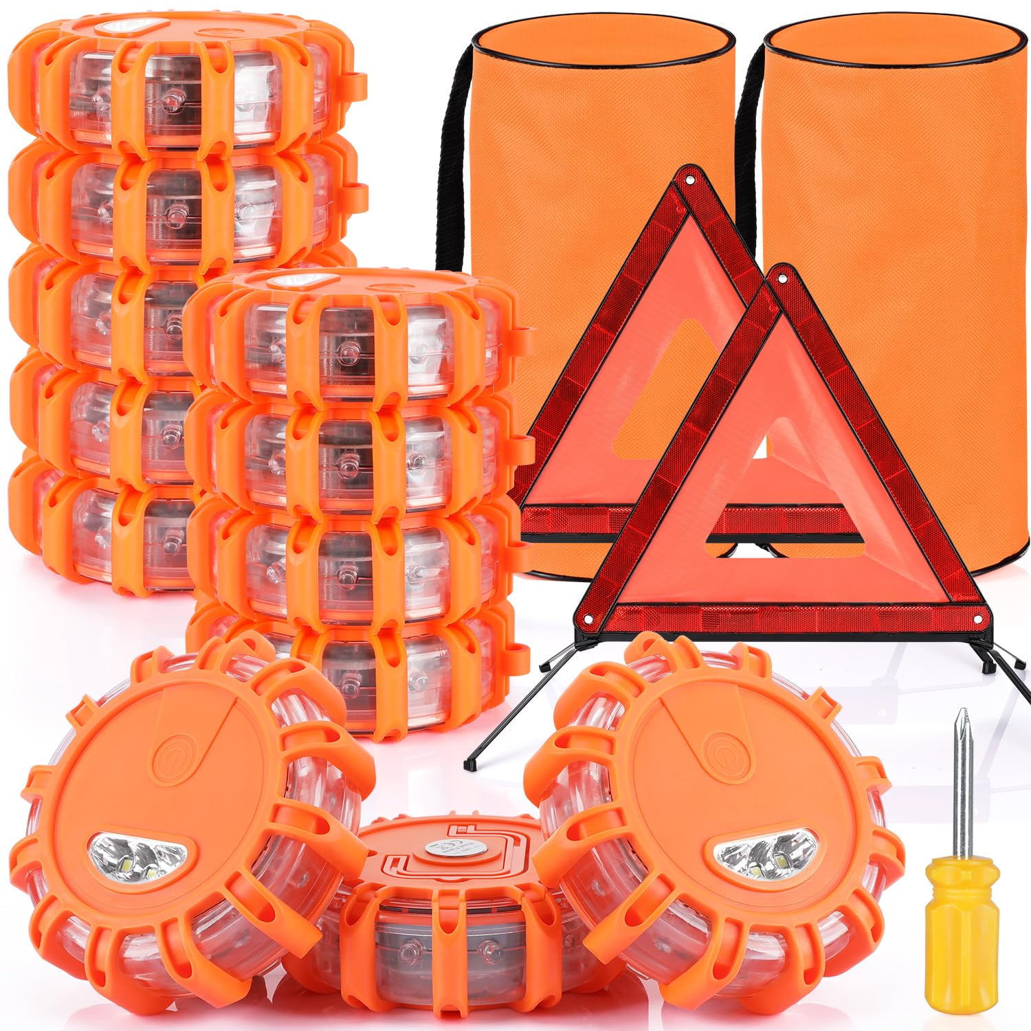RONSTA 12 Pack LED Road Flare Car Emergency Safety Kit with 2 Pack ...