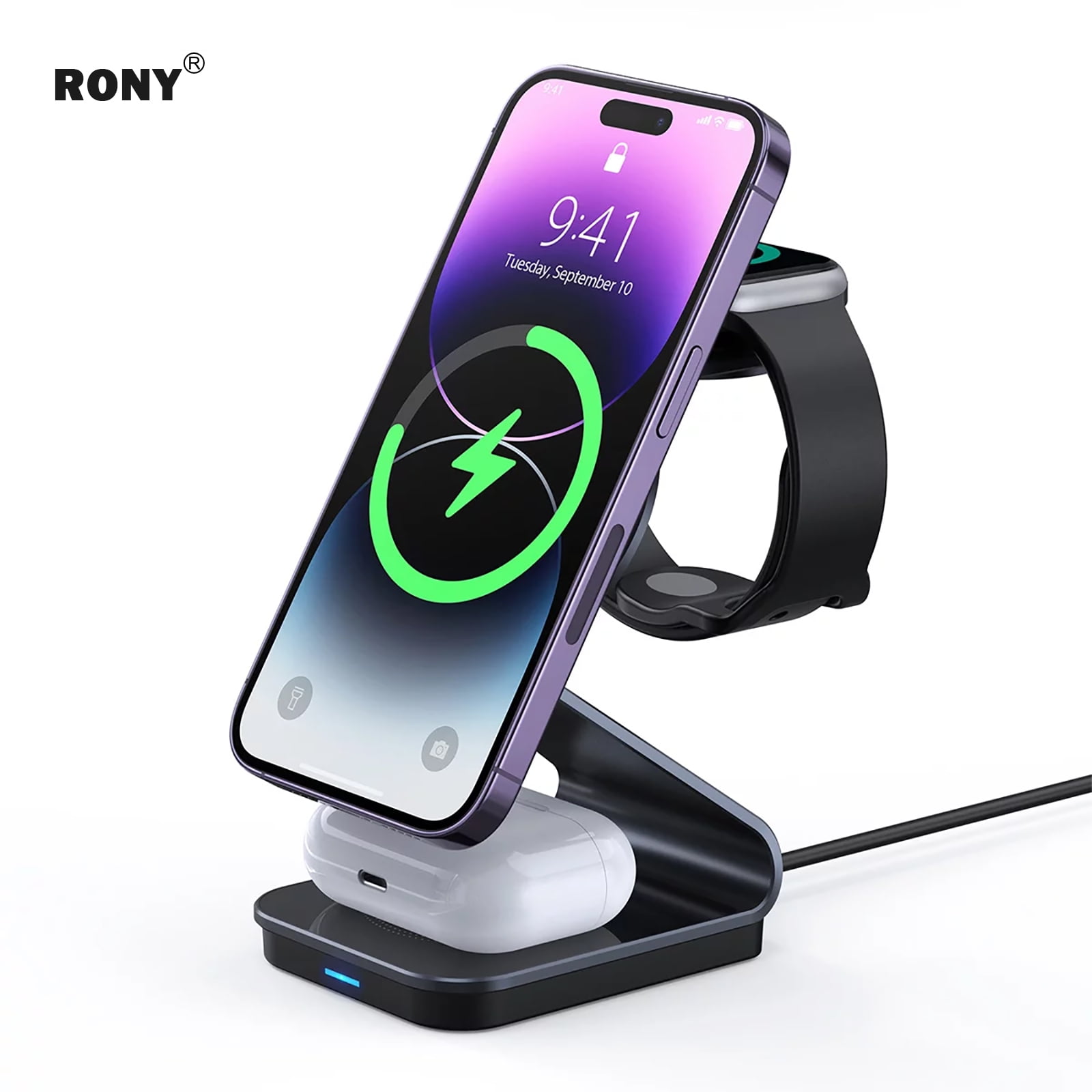 RONY 3-in-1 MAGSAFE POD Magnetic Wireless Charger for iPhone, Apple Watch & AirPods - Walmart.com