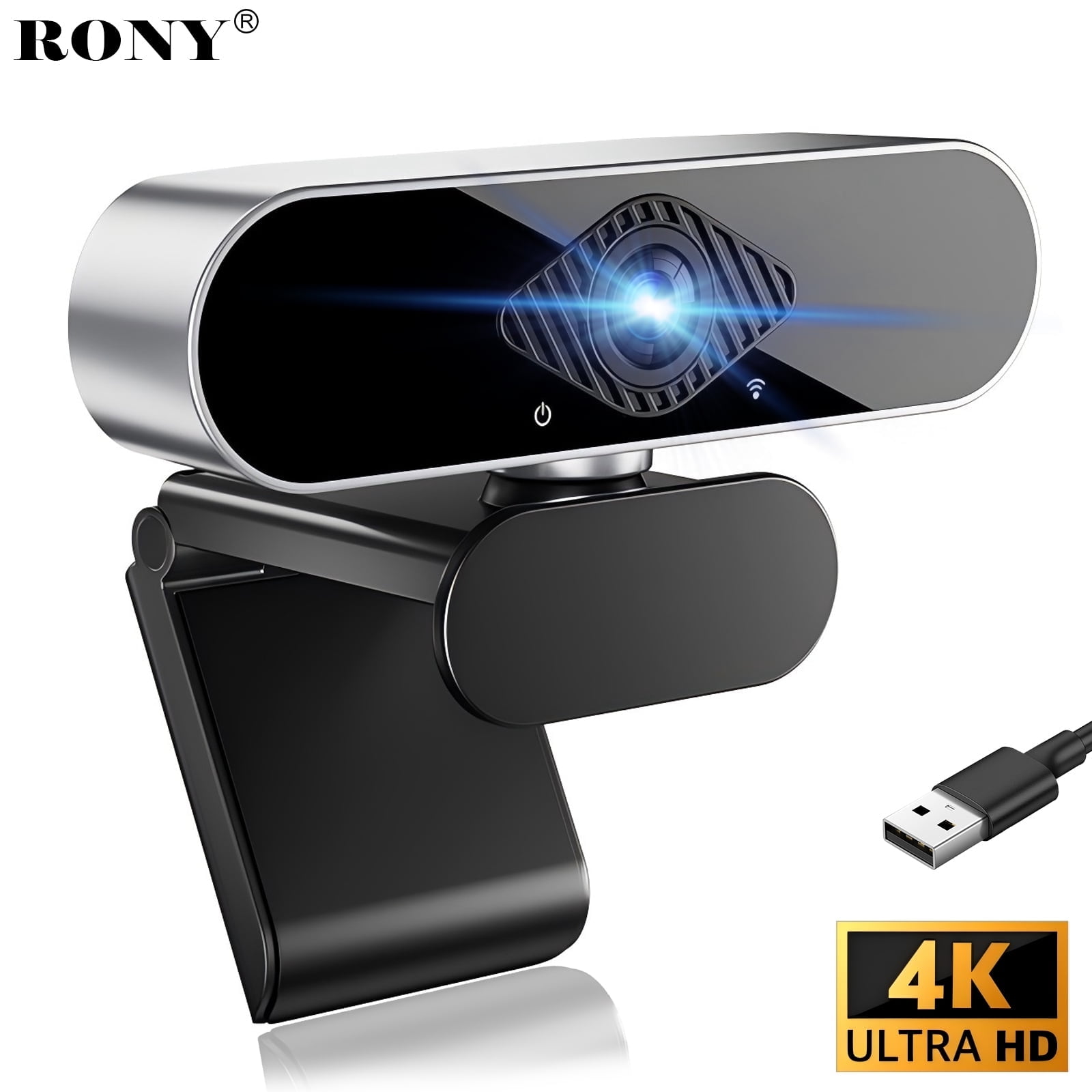 RONY 4K Auto Focus USB Webcam: Plug & Play Computer Camera with Noise ...
