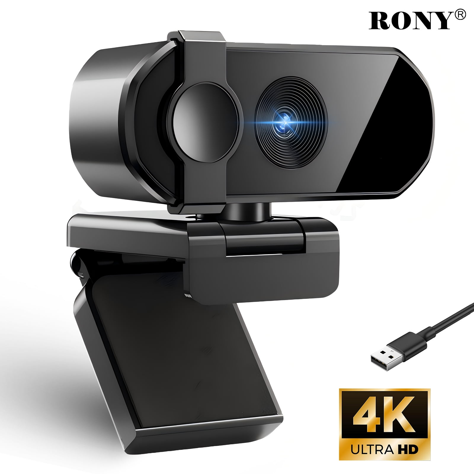 RONY 4K Webcam with Microphone, Plug & Play USB Camera with Auto Focus ...