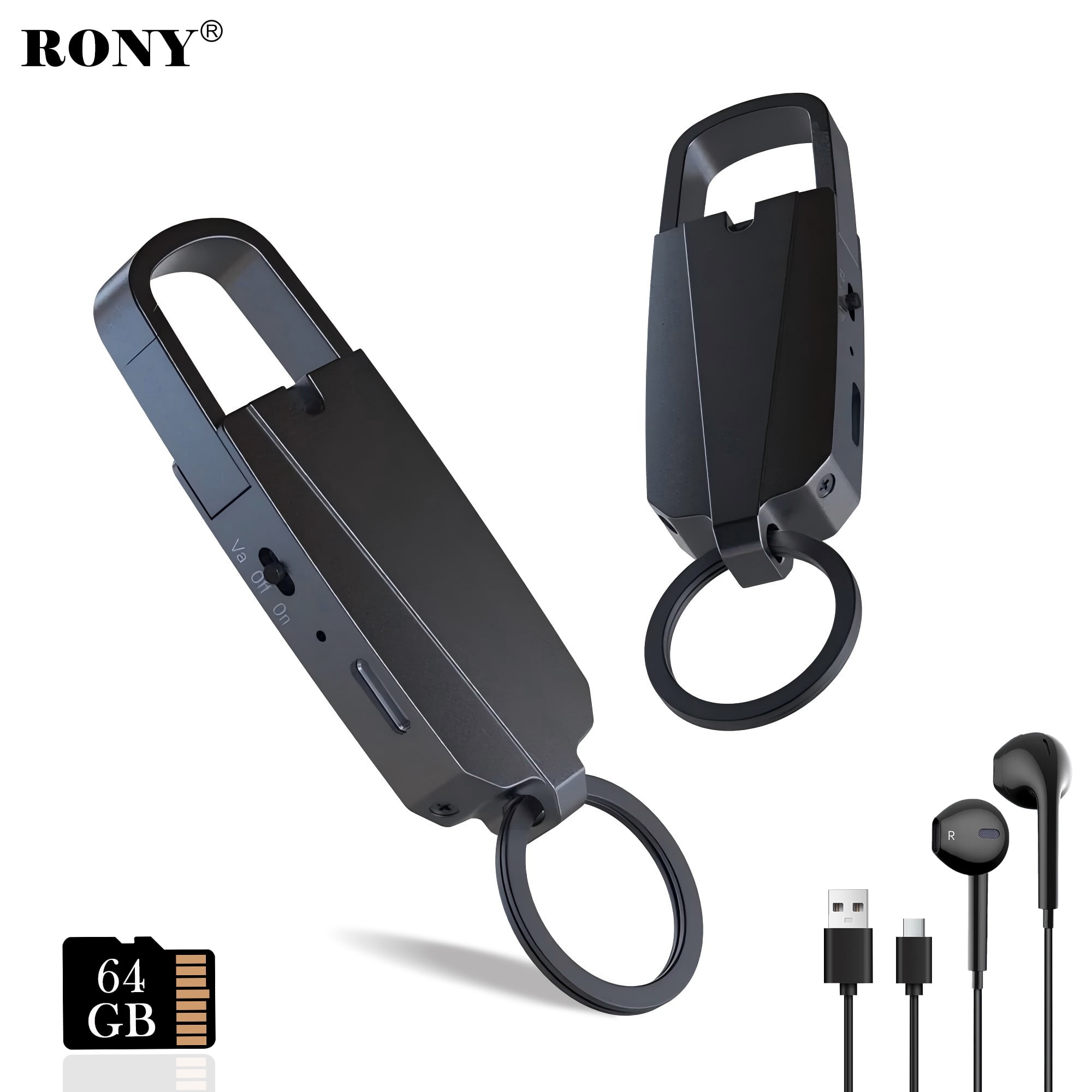 RONY 64GB Handheld Mini Digital Voice Recorder - Keychain, USB ...