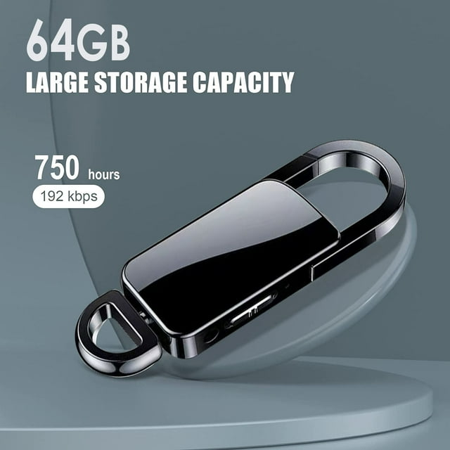 RONY 64GB Voice Activated Keychain Recorder - Compact, Low Noise with ...