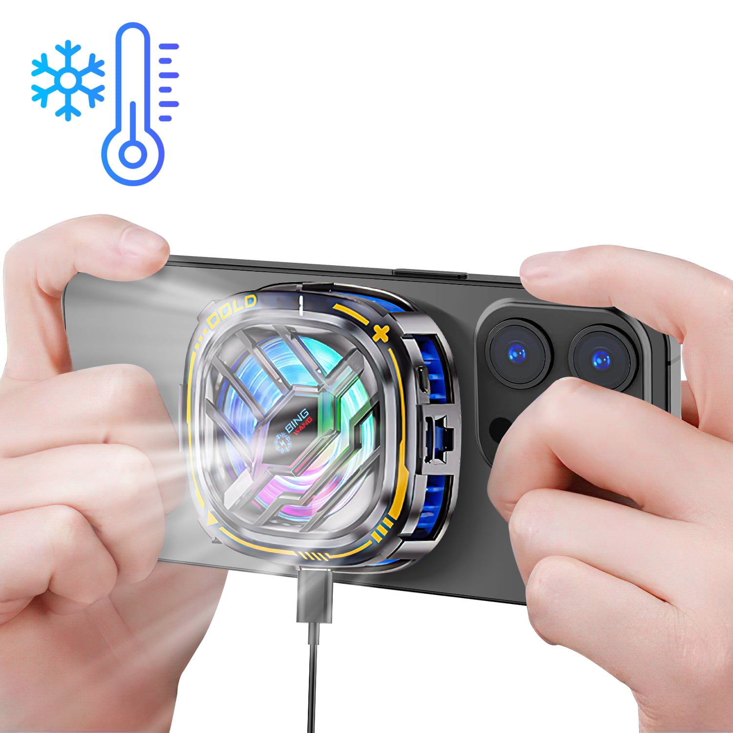 RONY Cell Phone Cooler Noise Reduction Phone Radiator Magnetic with RGB ...