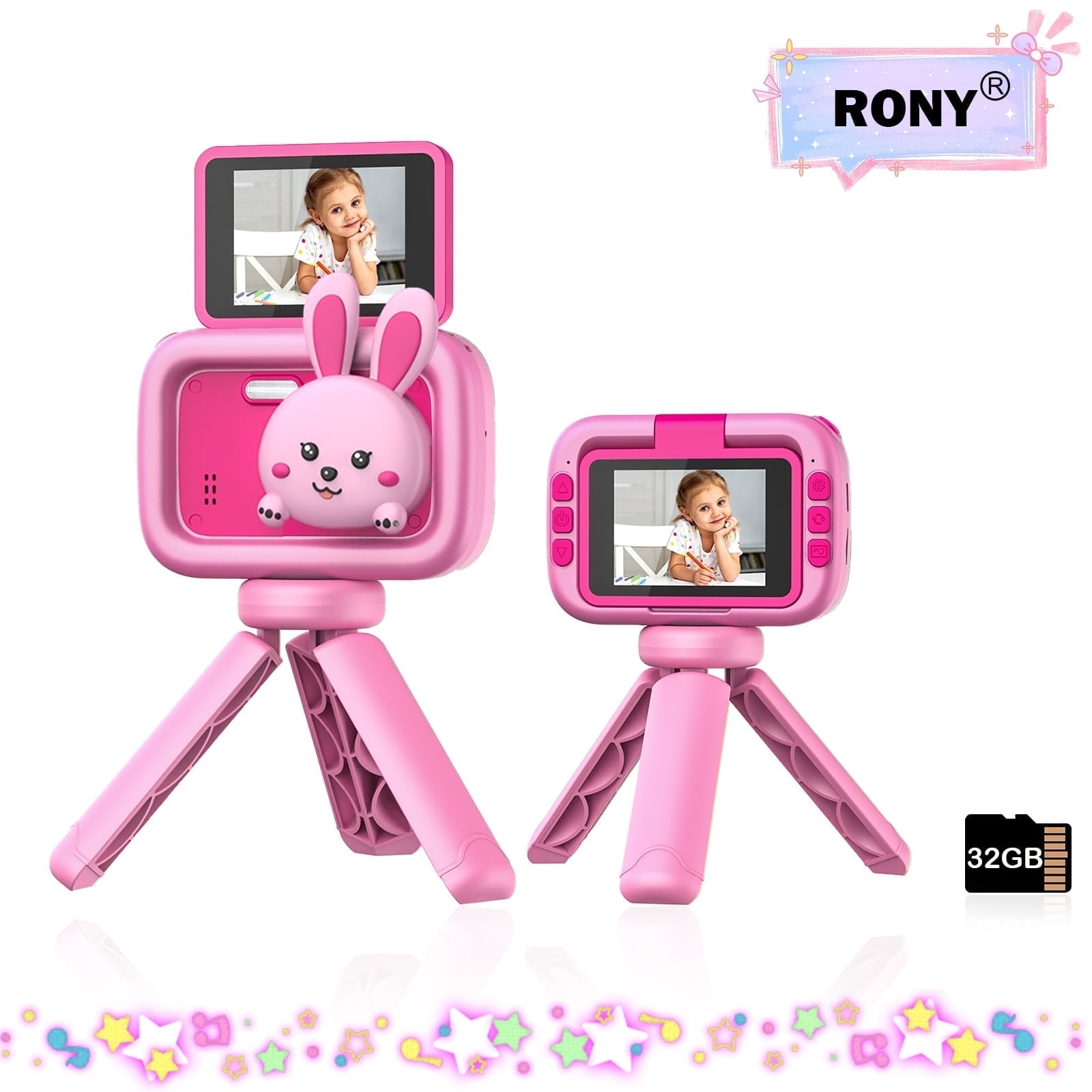 RONY Digital Kids Camera with 2.4’’ Large Flip Screen, HD Video Camcorder for Kids Age 3-10 ...