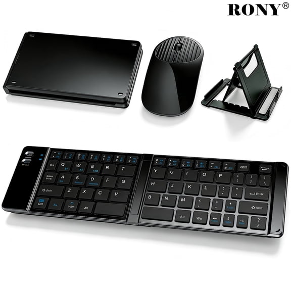 RONY Foldable Wireless Bluetooth Keyboard & Mouse Combo, Rechargeable ...