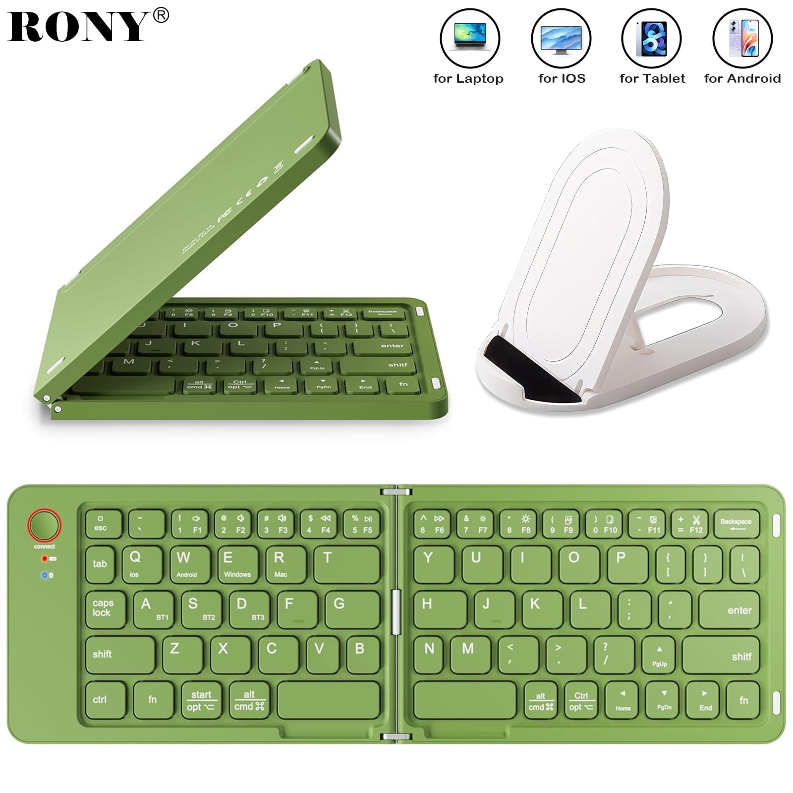 RONY Foldable Wireless Bluetooth Keyboard: Portable Folding Travel Keyboard for iPhone iPad Mac ...