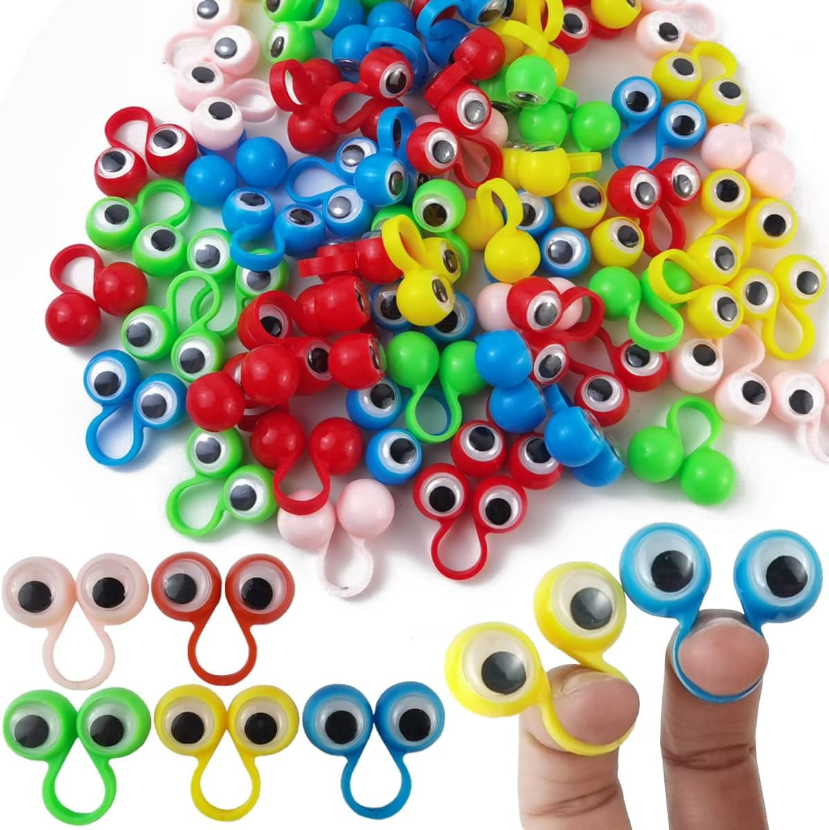 RONYOUNG 100PCS Eye Finger Puppets Eye On Rings Googly Eyeball Ring ...