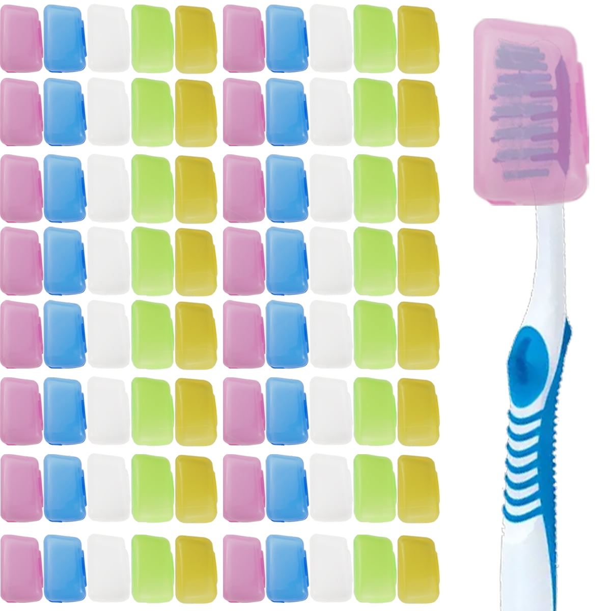 RONYOUNG 100PCS Portable Travel Toothbrush Caps, Protection Pack, 5 ...