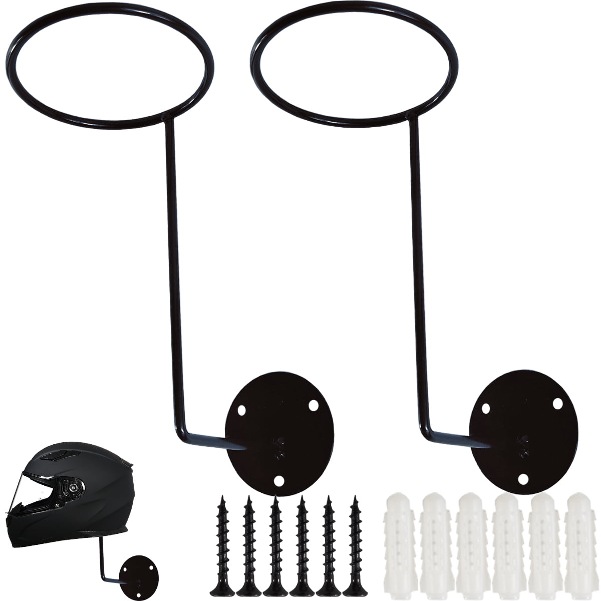 RONYOUNG 2 Pack Metal Helmet Holder Hooks, Wall Mounted Hanger Rack for ...