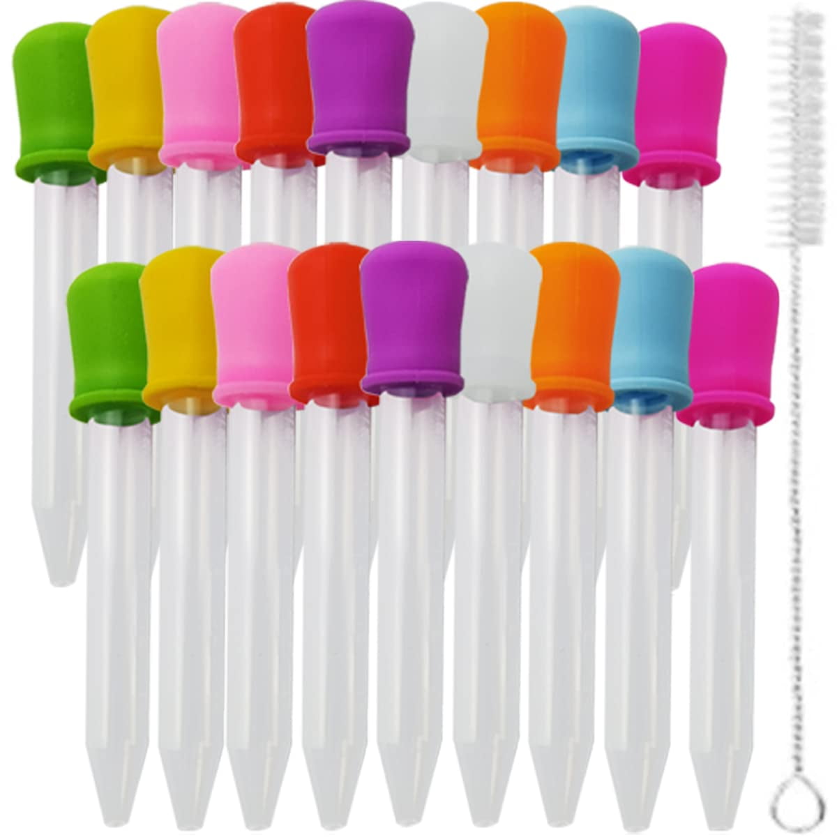 RONYOUNG 20PCS Liquid Droppers with a Clean Brush, Silicone and Plastic ...