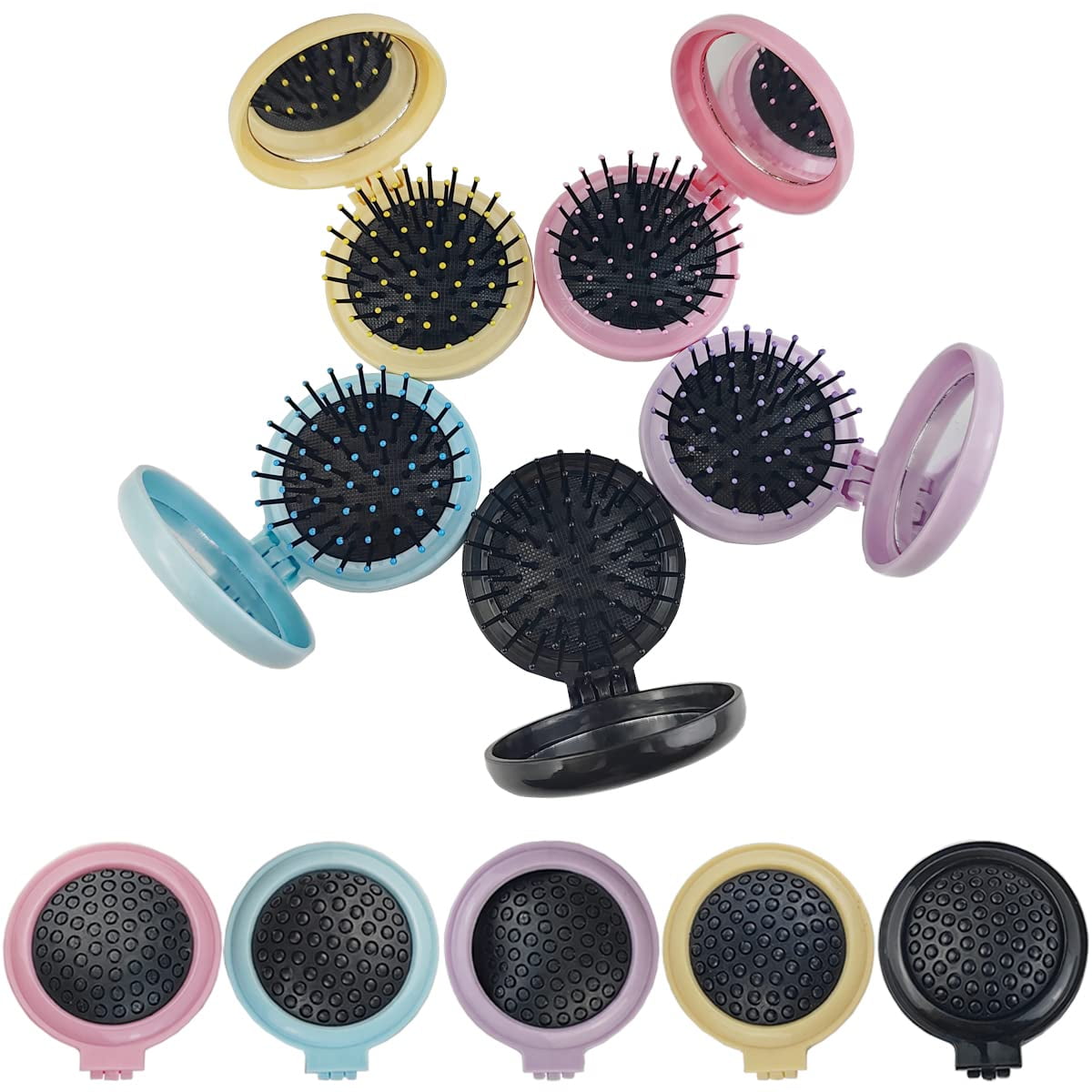 RONYOUNG 9PCS Folding Travel Mirror Hair Brushes Round Mirror Pocket ...