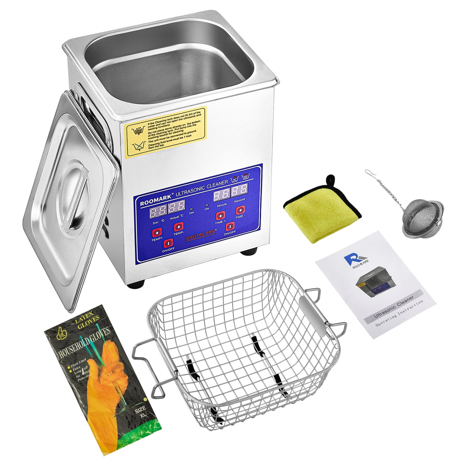 ROOMARK 2L Ultrasonic Cleaner Machine with Digital Timer & Heater, 500W ...