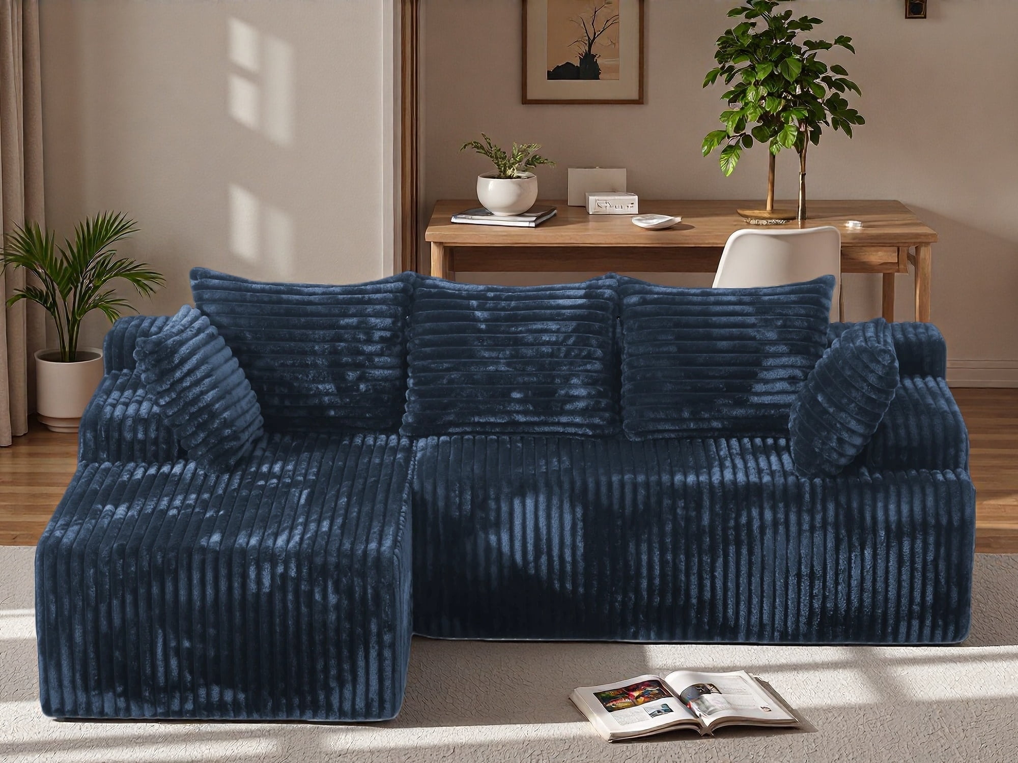 ROOMARK 95" L Shaped Sofa Modular, Corduroy Cloud Couches with Deep ...