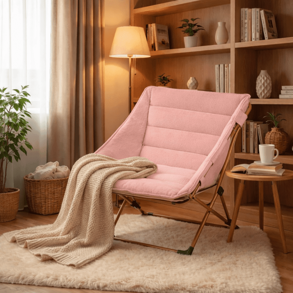 ROOMISLAND Comfy Chairs, Folding Cozy Faux Fur Living Room Reading ...