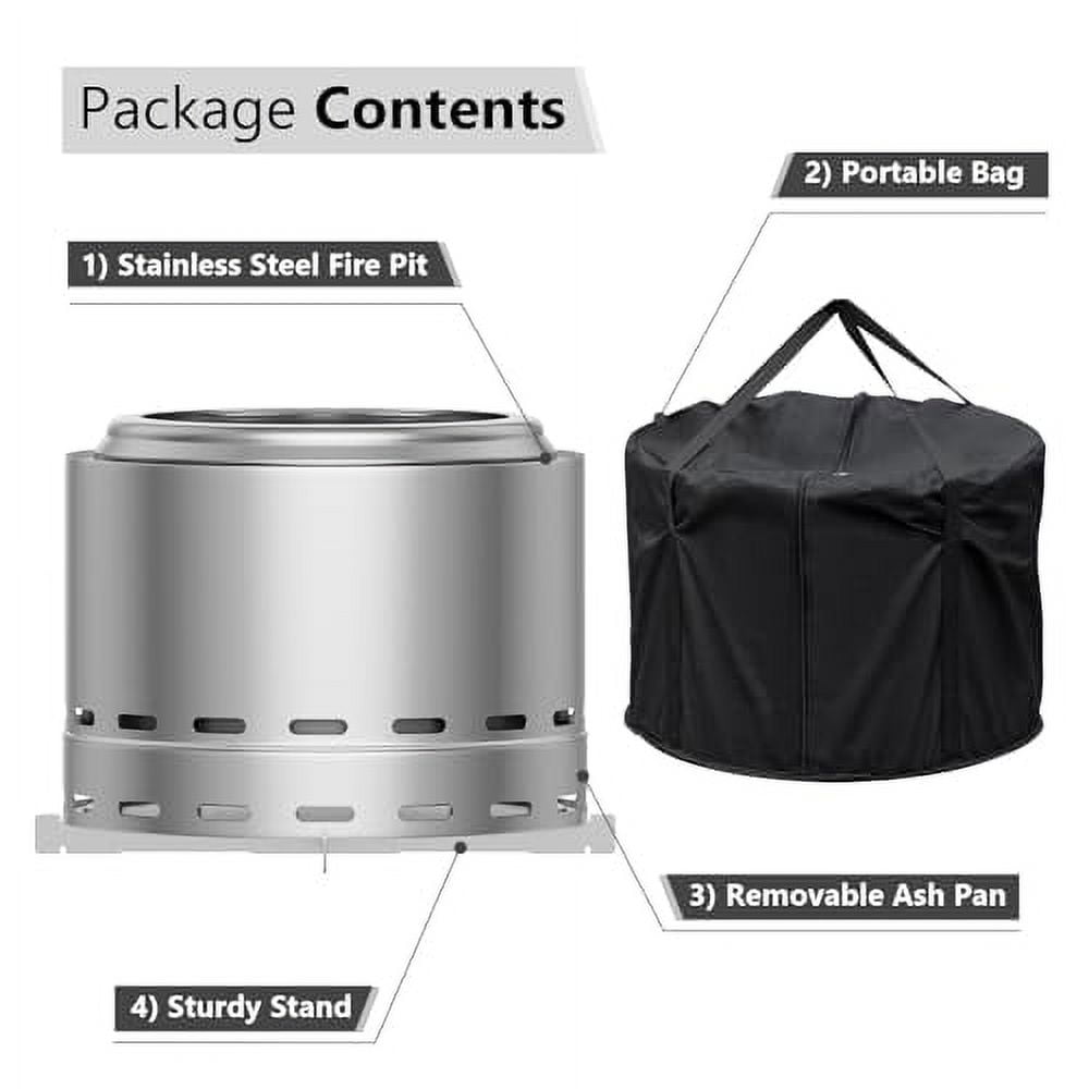 ROOMTEC 15" Smokeless Fire Pit, Portable Outdoor Firepit with Stand and ...