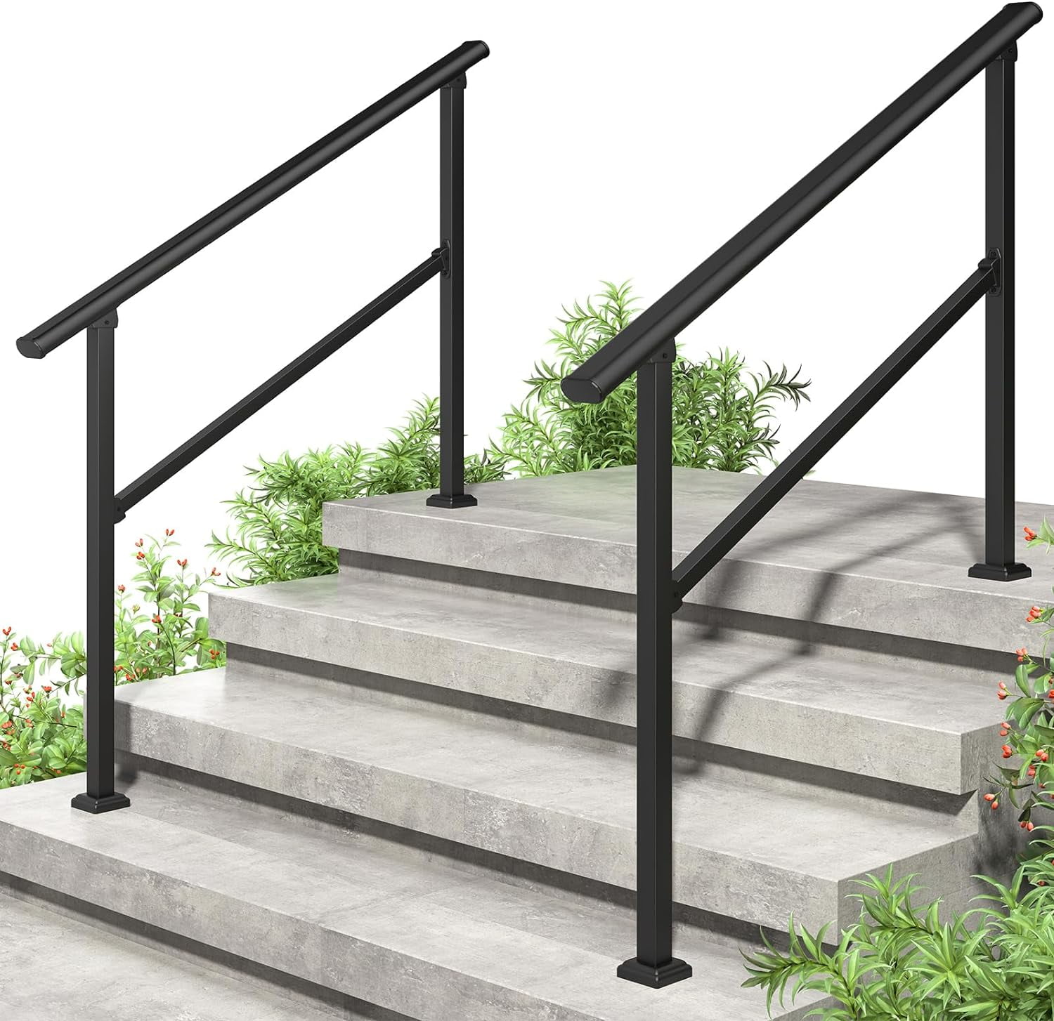 ROOMTEC 2 Pack 4 Step Handrails for Outdoor Steps, Safety Outdoor ...