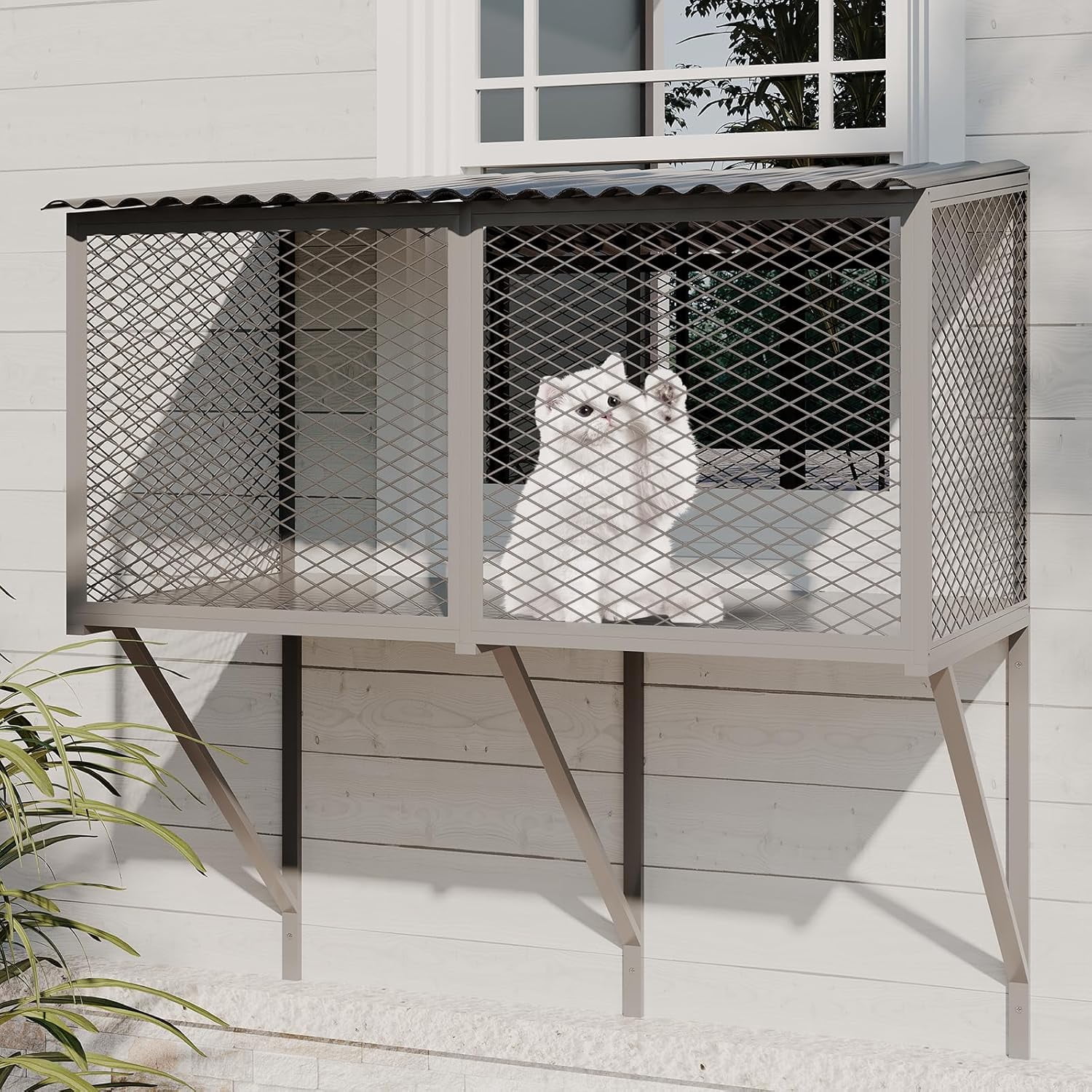 ROOMTEC Cat Catio, Metal Cat Window Box for Indoor Cats Cat Window ...
