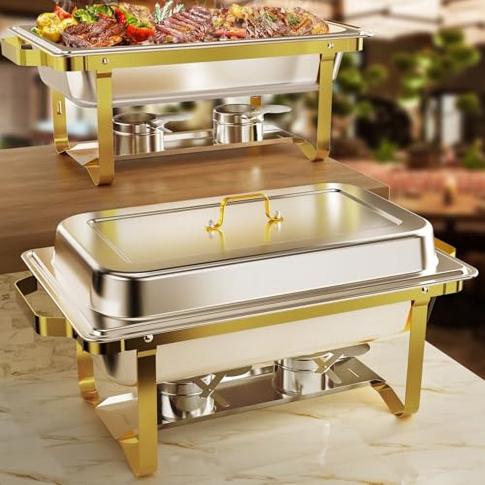ROOMTEC Chafing Dishes for Buffet 2 Pack, 8QT 304 Stainless Steel ...