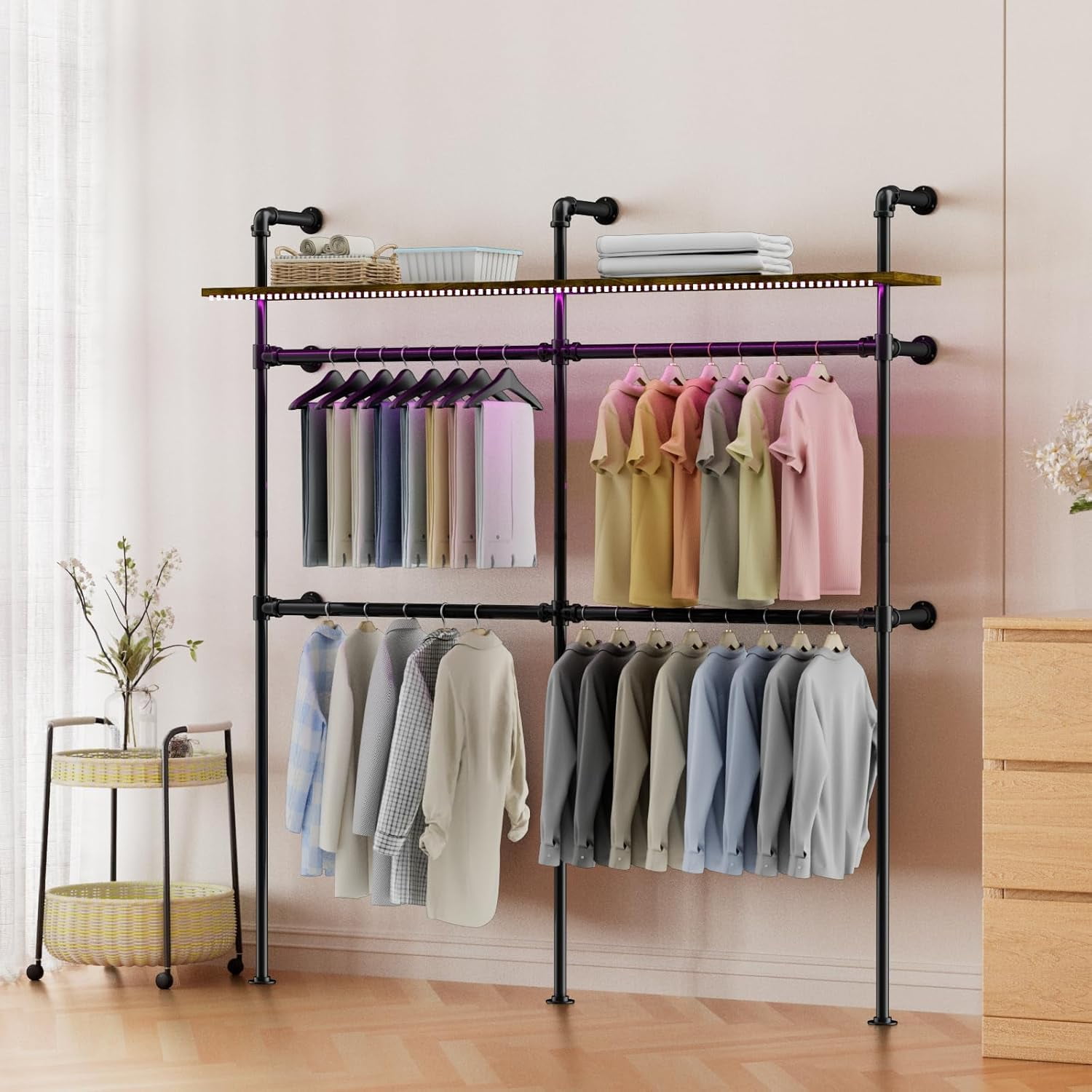 ROOMTEC Industrial Pipe Clothing Racks,Industrial Clothing Rack Wall ...