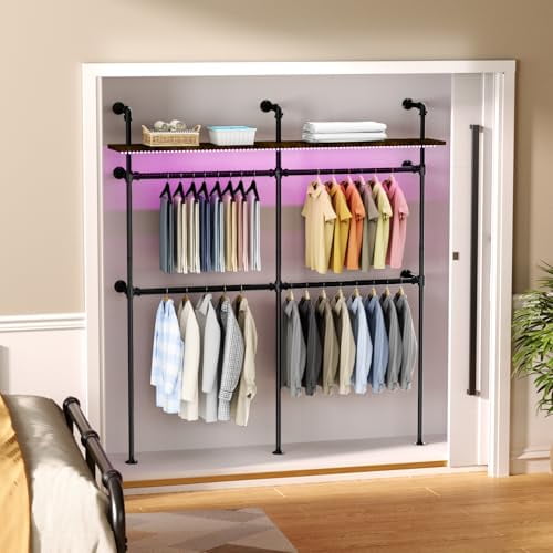 ROOMTEC Industrial Pipe Clothing Racks,Industrial Clothing Rack Wall ...