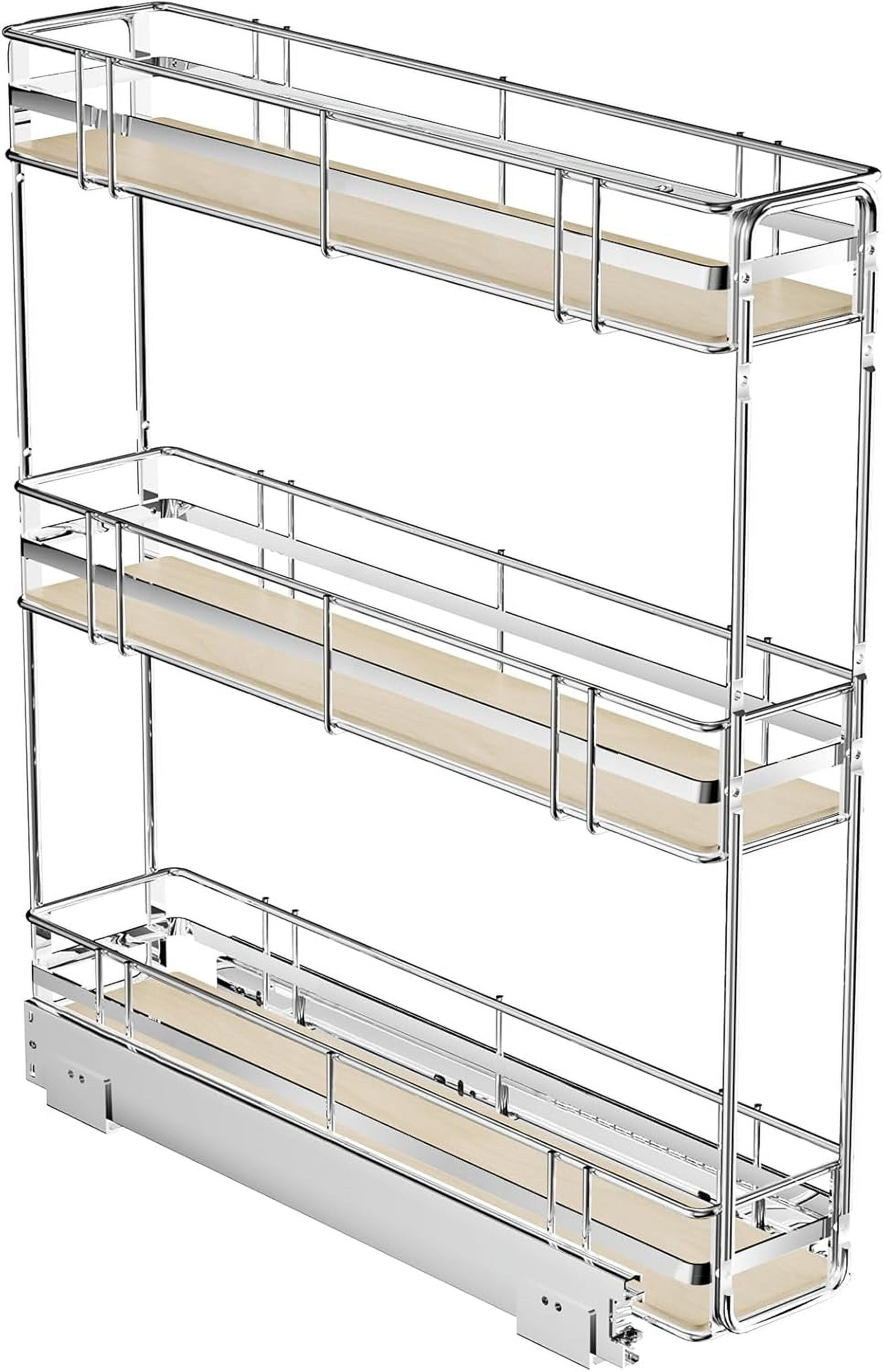 ROOMTEC Pull Out Spice Rack for Narrow Cabinet (7" W X 20½" D),3 Tier ...