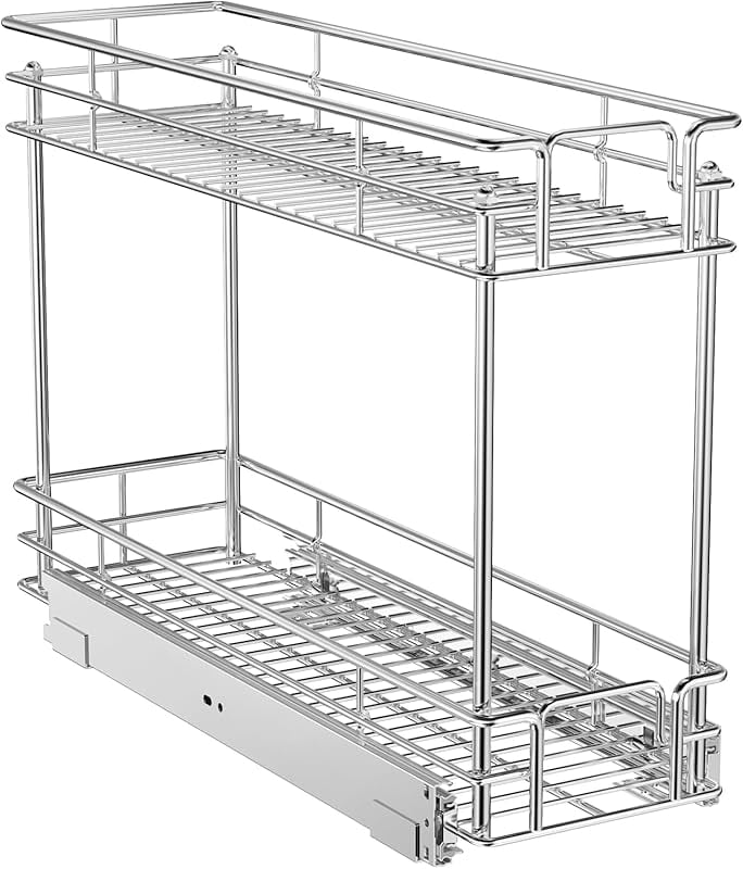 ROOMTEC Pull Out Spice Rack for Narrow Cabinet (8½" W X 20½" D),3 Tier ...
