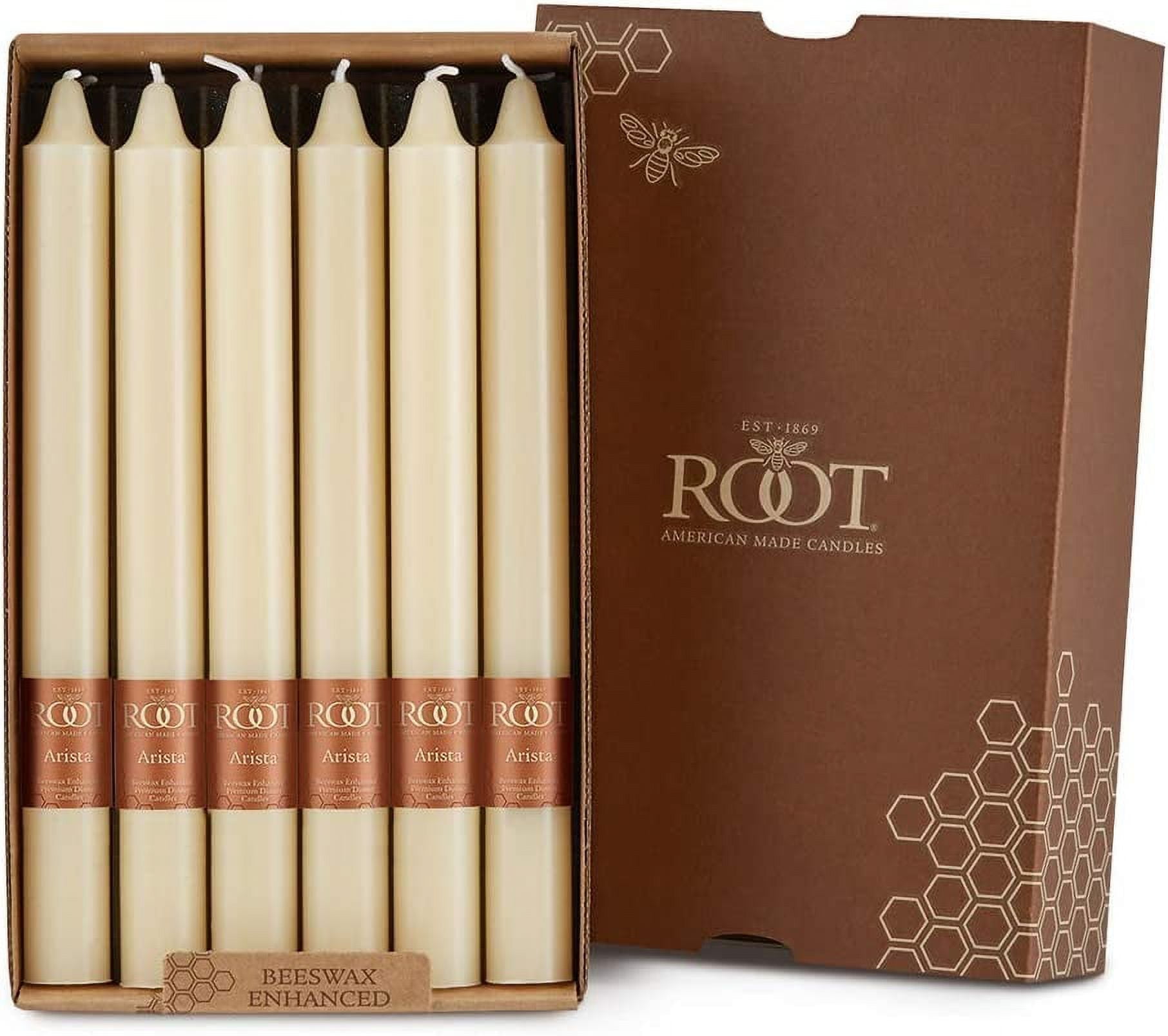 ROOT Candles Unscented Smooth Arista™ Taper Candles, 9-Inch Tall, Box ...