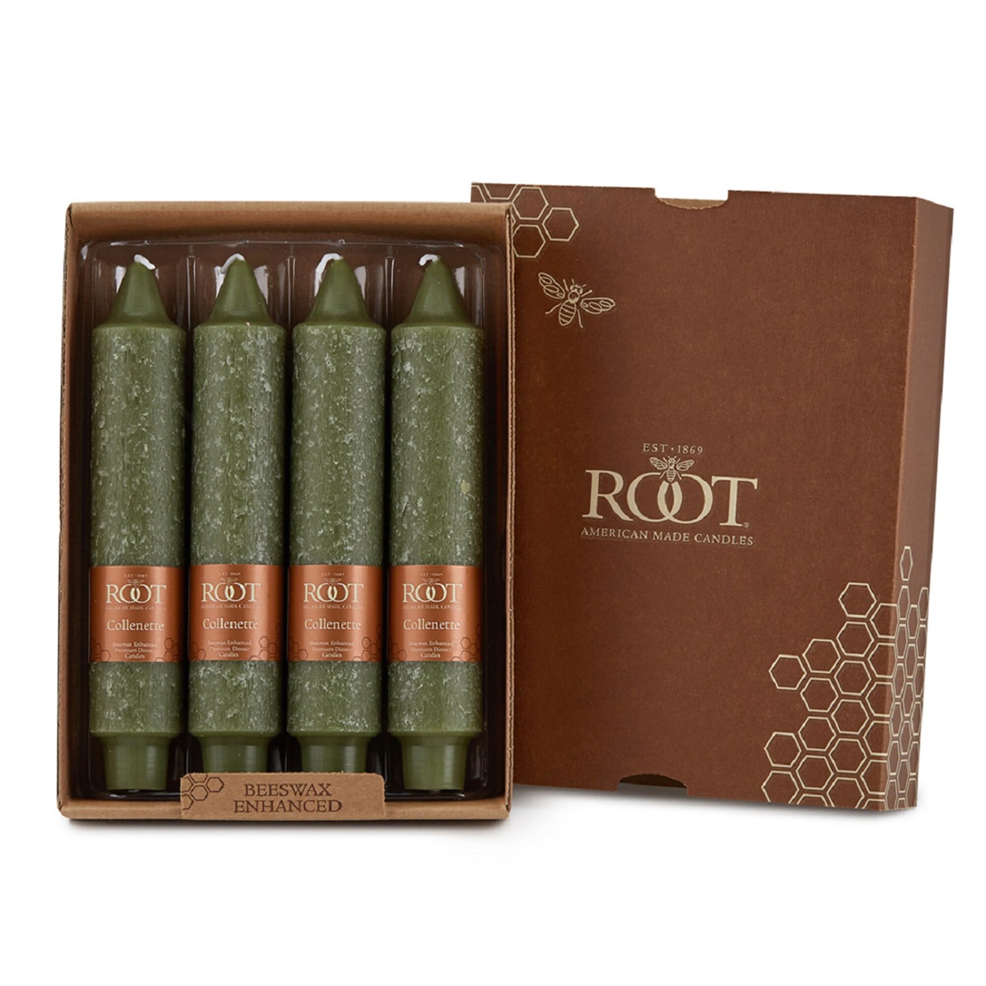 ROOT Unscented 7 In. Timberline Collenette Taper Candles box of 4 7 X 1 ...