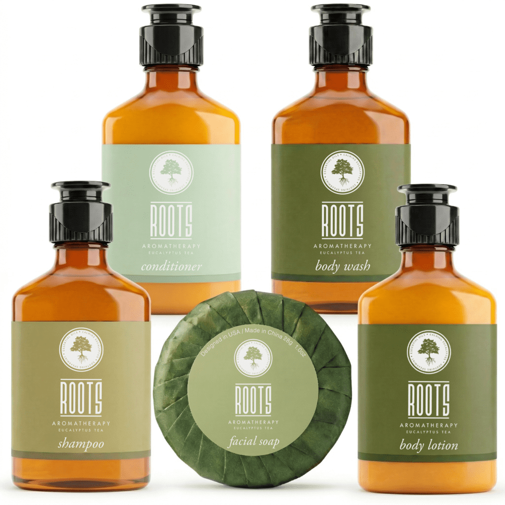 ROOTS AROMATHERAPY 150 Piece Airbnb Essentials for Hosts,Hotel Shampoo ...