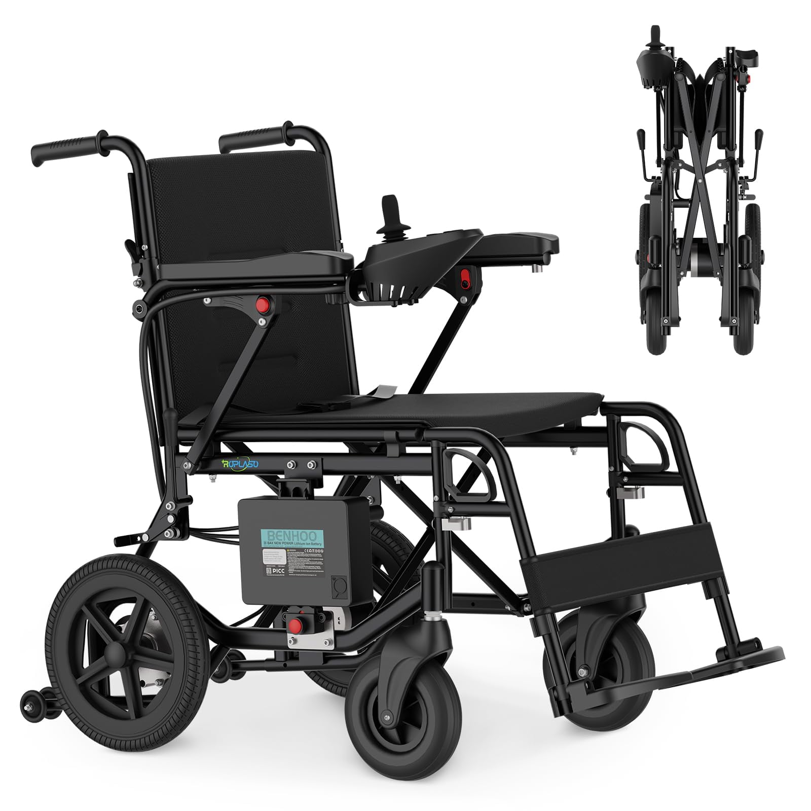 ROPLASO Electric Wheelchair for Adults Lightweight Foldable Electric ...