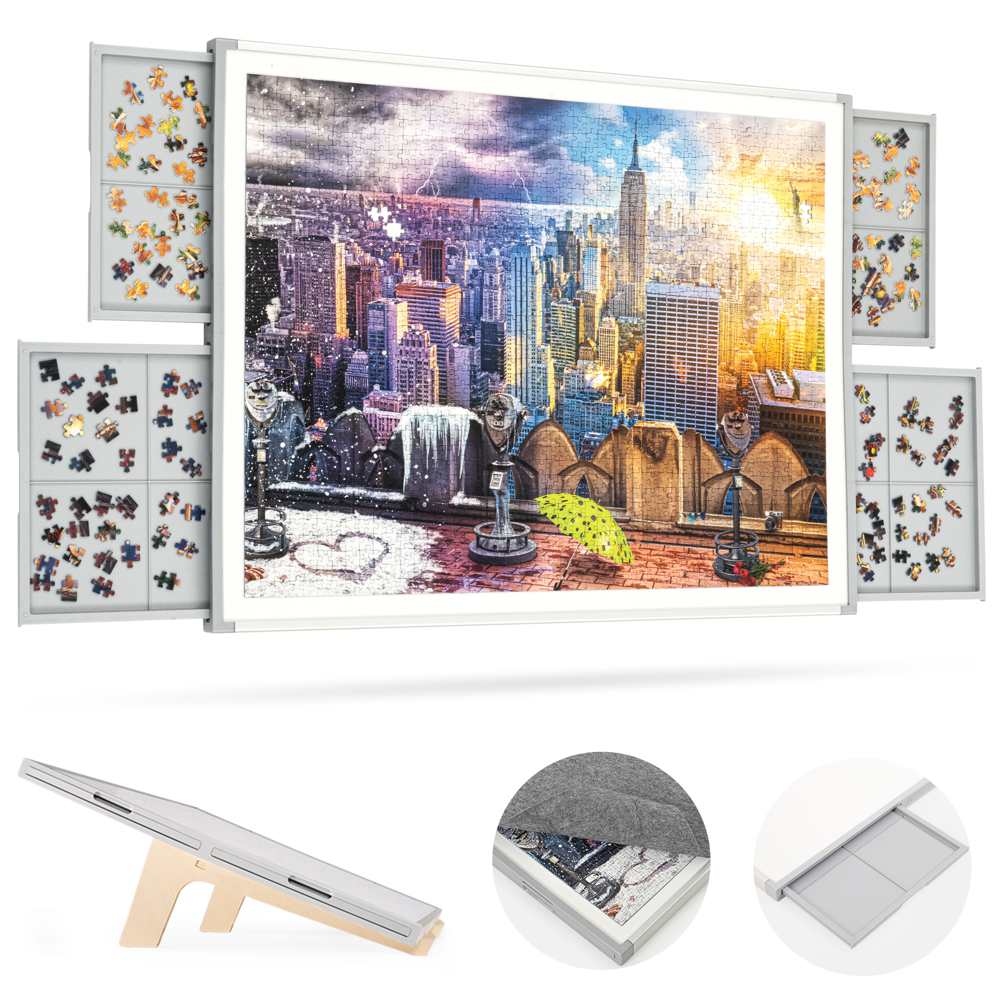 ROPODA 1500 Pieces 35"x26" Portable Jigsaw Puzzle Board, Double-Sided ...