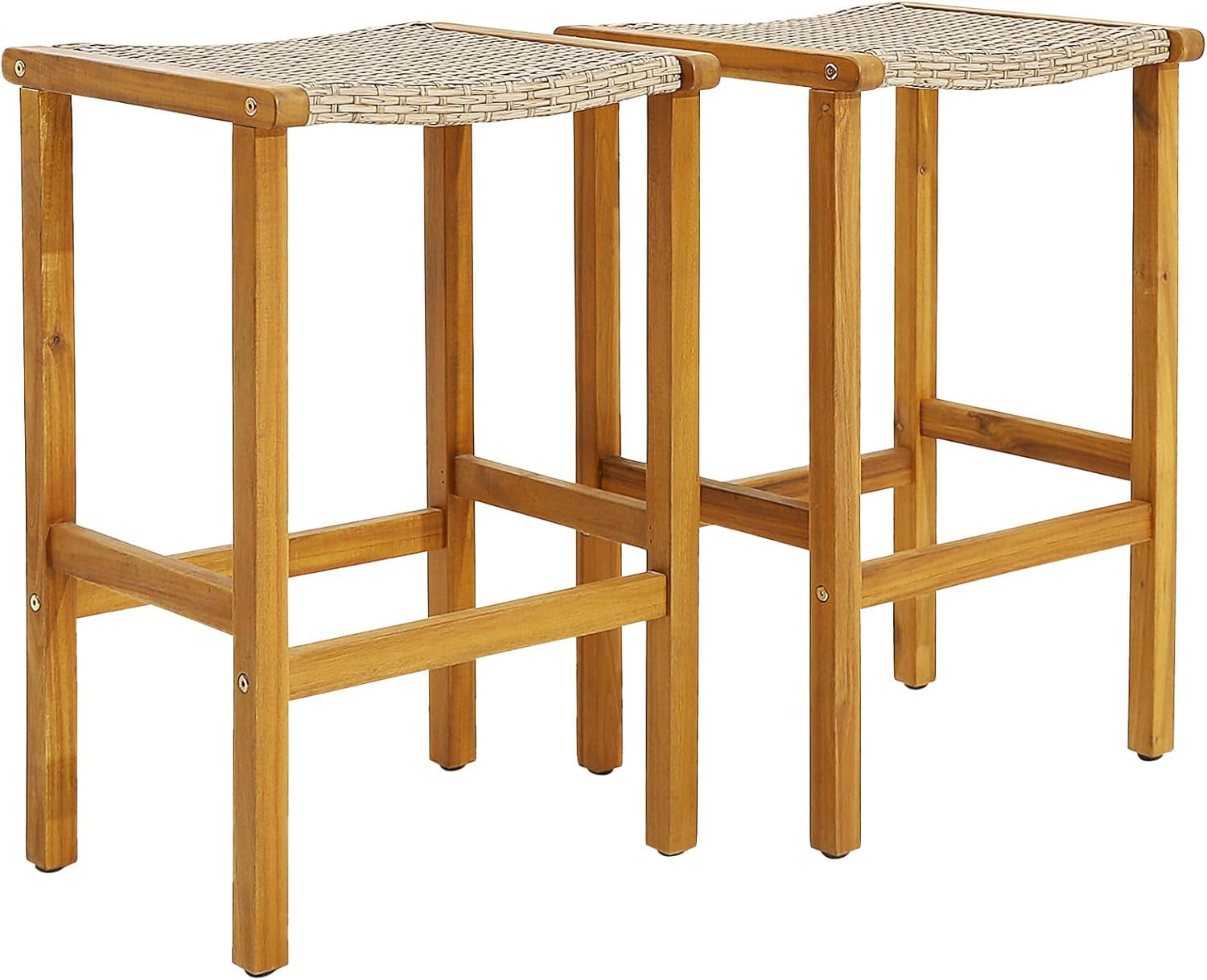 ROQ Outdoor Bar Stools Set of 2, 30-inch Height Backless Bar Chairs ...