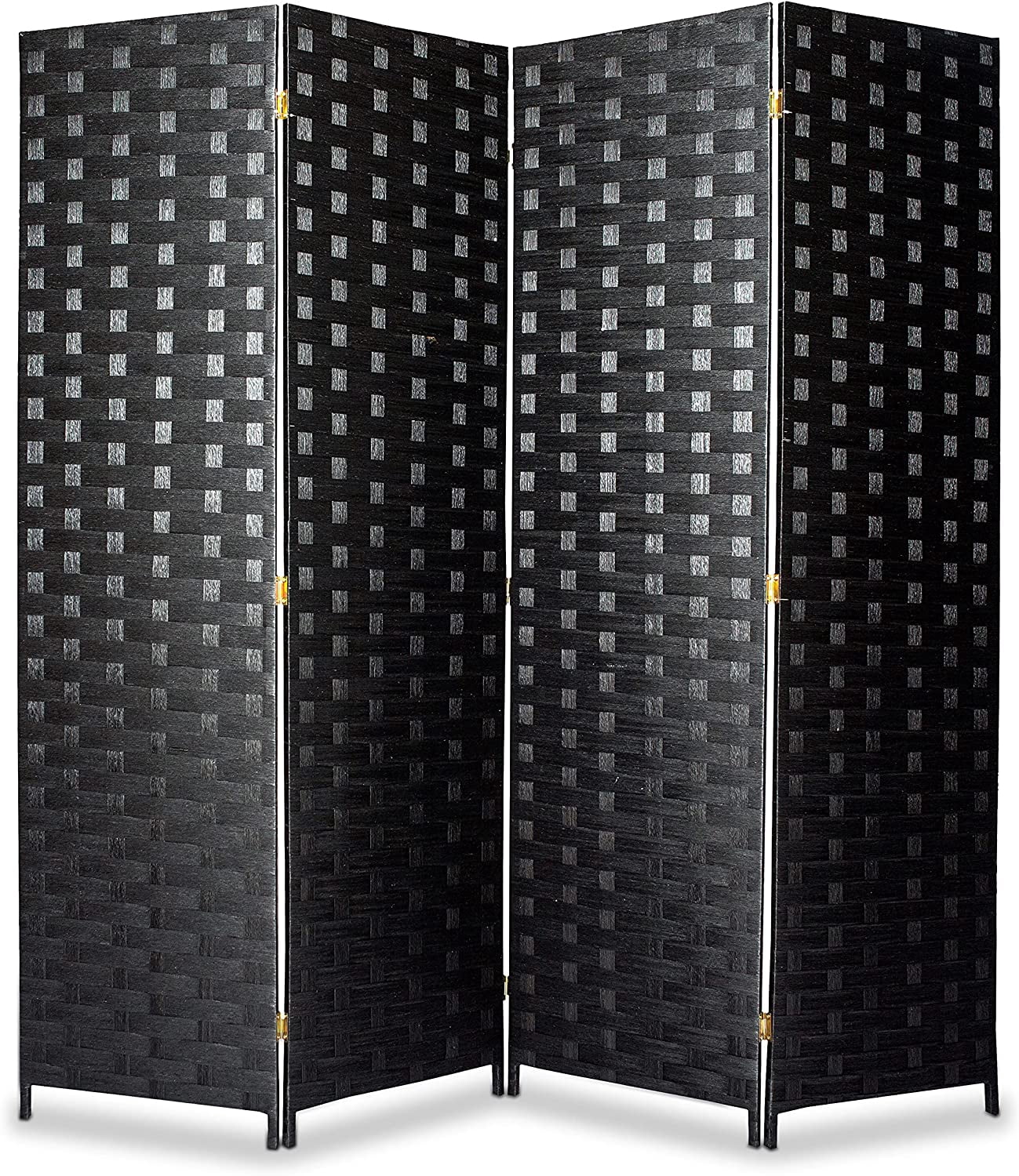 ROQ Woven Fiber Room Divider - 4-Panel Portable Lightweight ...