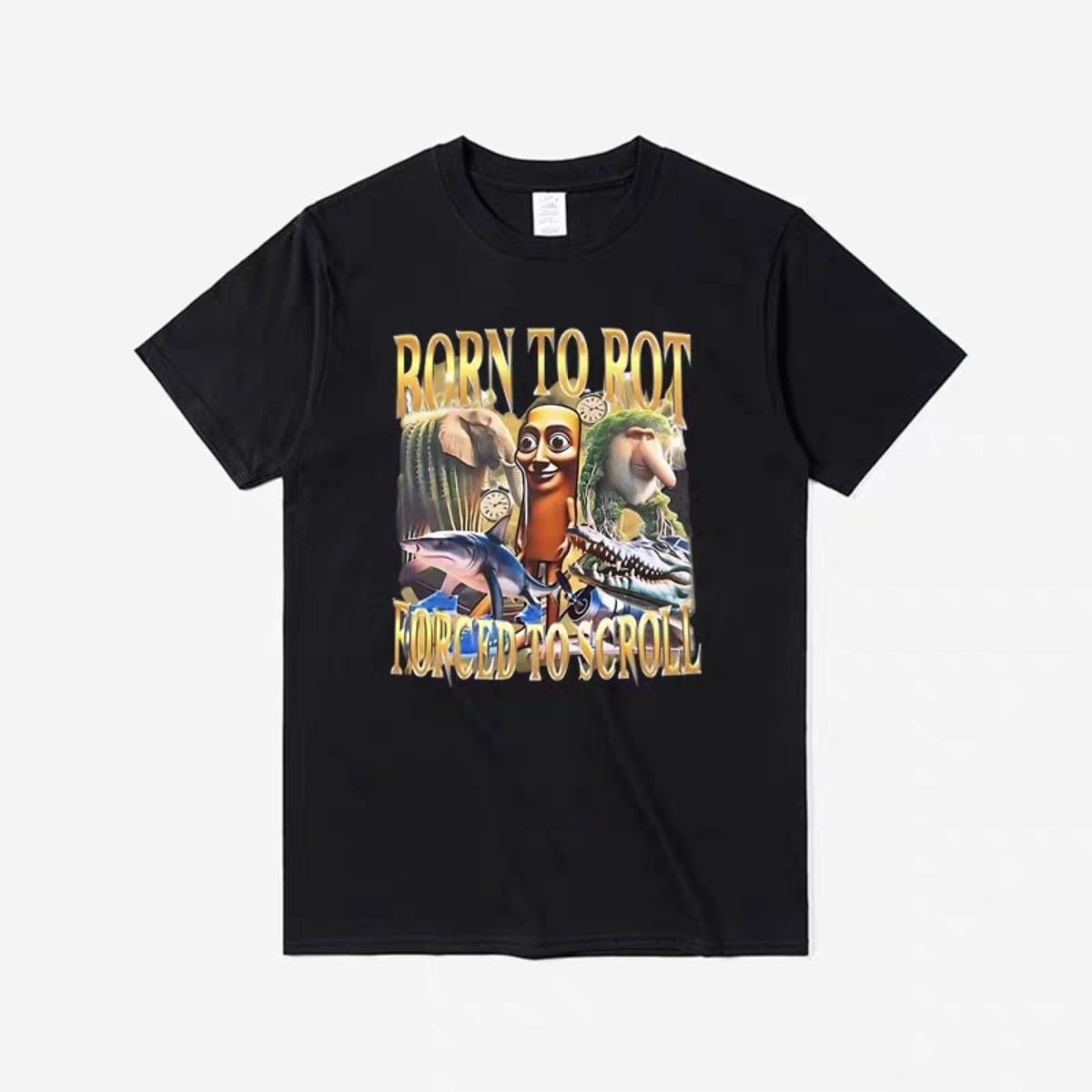 RORN TO ROT FORCED TO SCROLL Shirt, John Pork, Tralalero Tralala, Bombardino Crocodilo, Funny ...