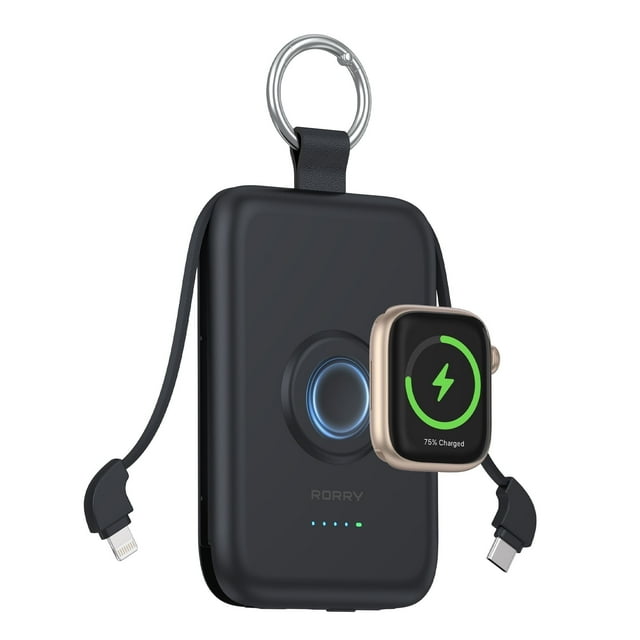 RORRY 10000mAh Portable Charger with Built-in Cables, 20W Fast Charging ...