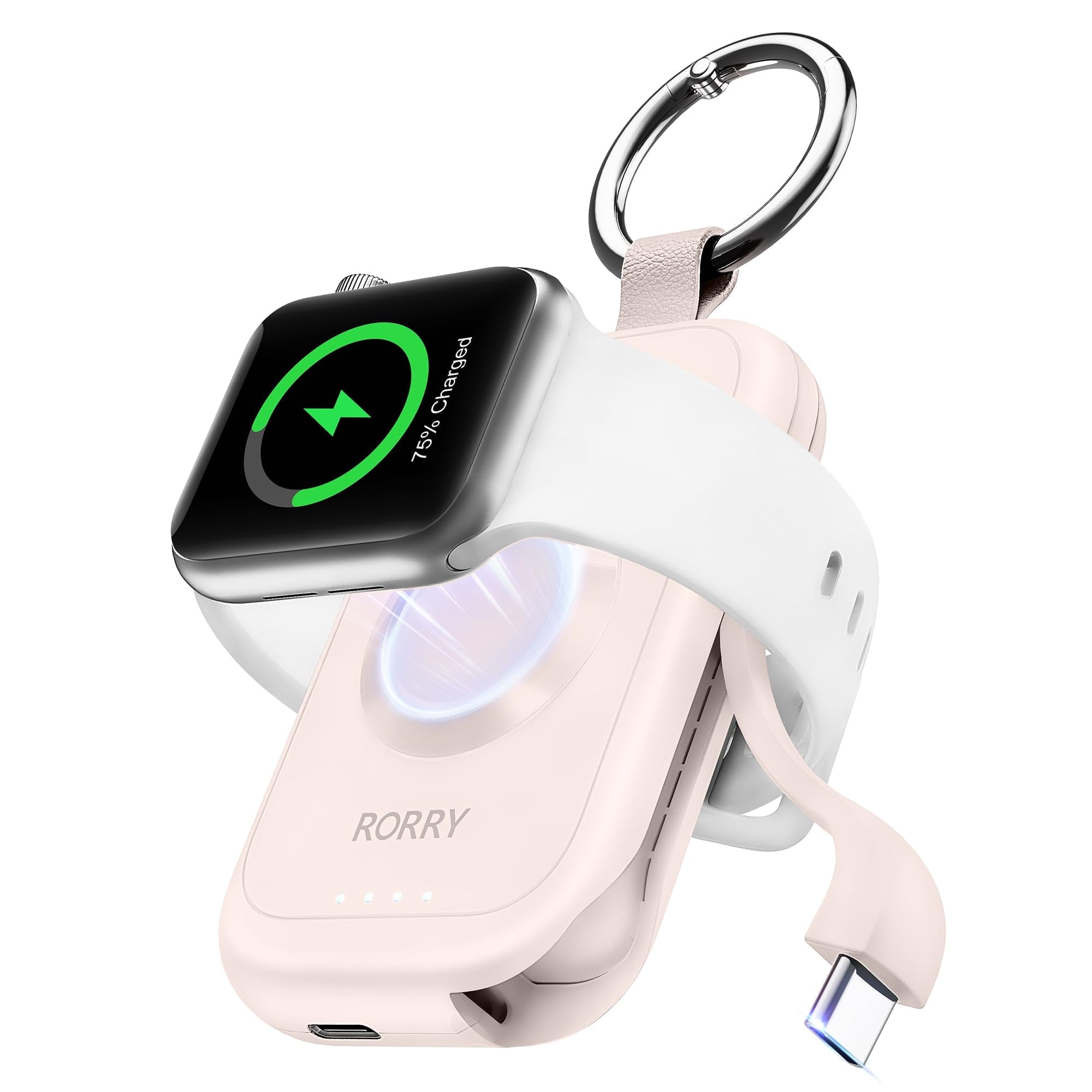 RORRY Portable Charger for Apple Watch, 2500mAh Wireless Magnetic iWatch Charger, Travel ...