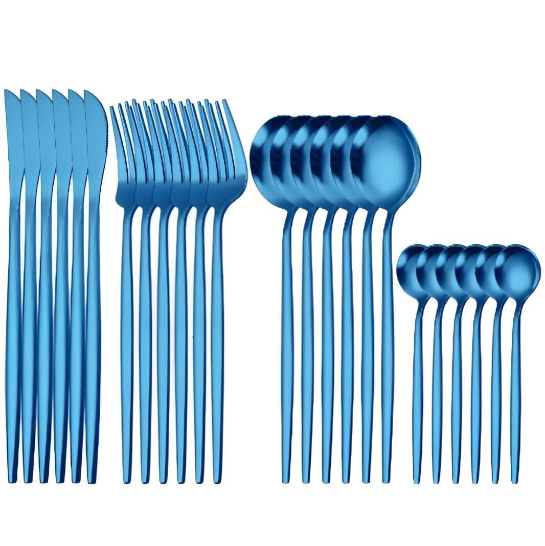 RORSYA 24Piece Silverware Set 1810 Stainless Steel Reusable Utensils ...