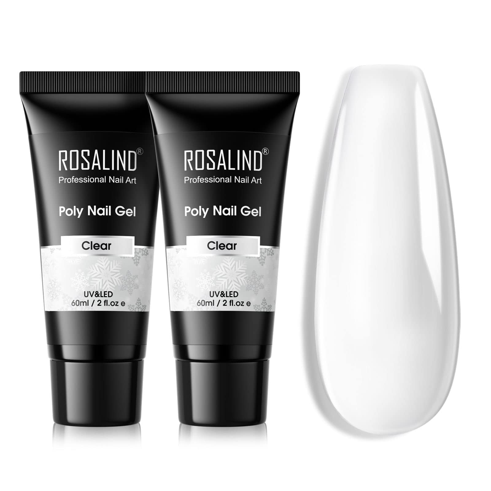 ROSALIND Clear Acrylic Poly Extension Gel, 2 PCS 60ml Poly Nail Gel kit ...