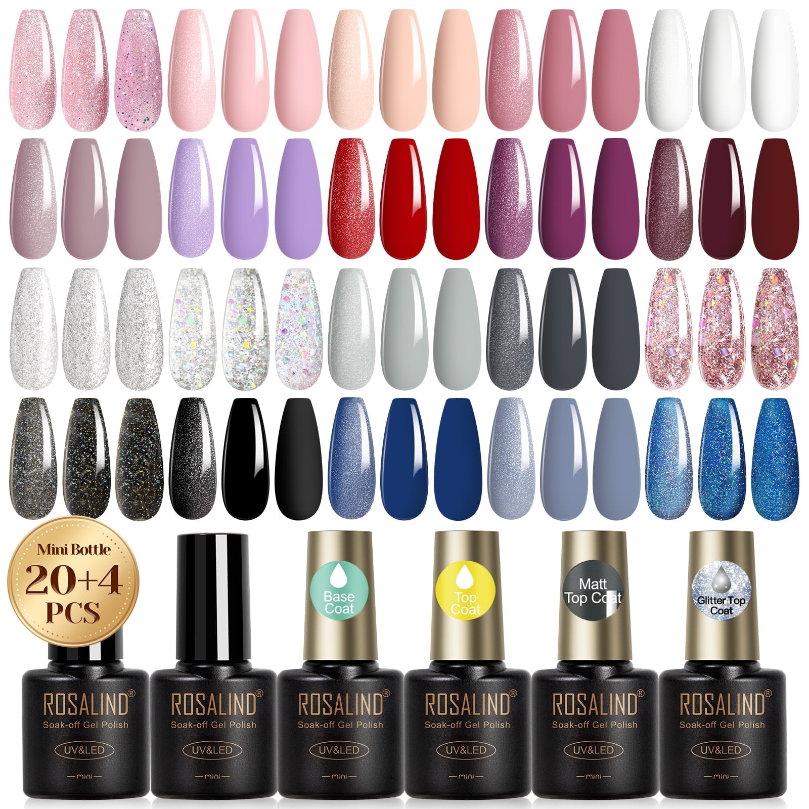 ROSALIND Gel Nail Polish Set- 20 Color - Walmart.com