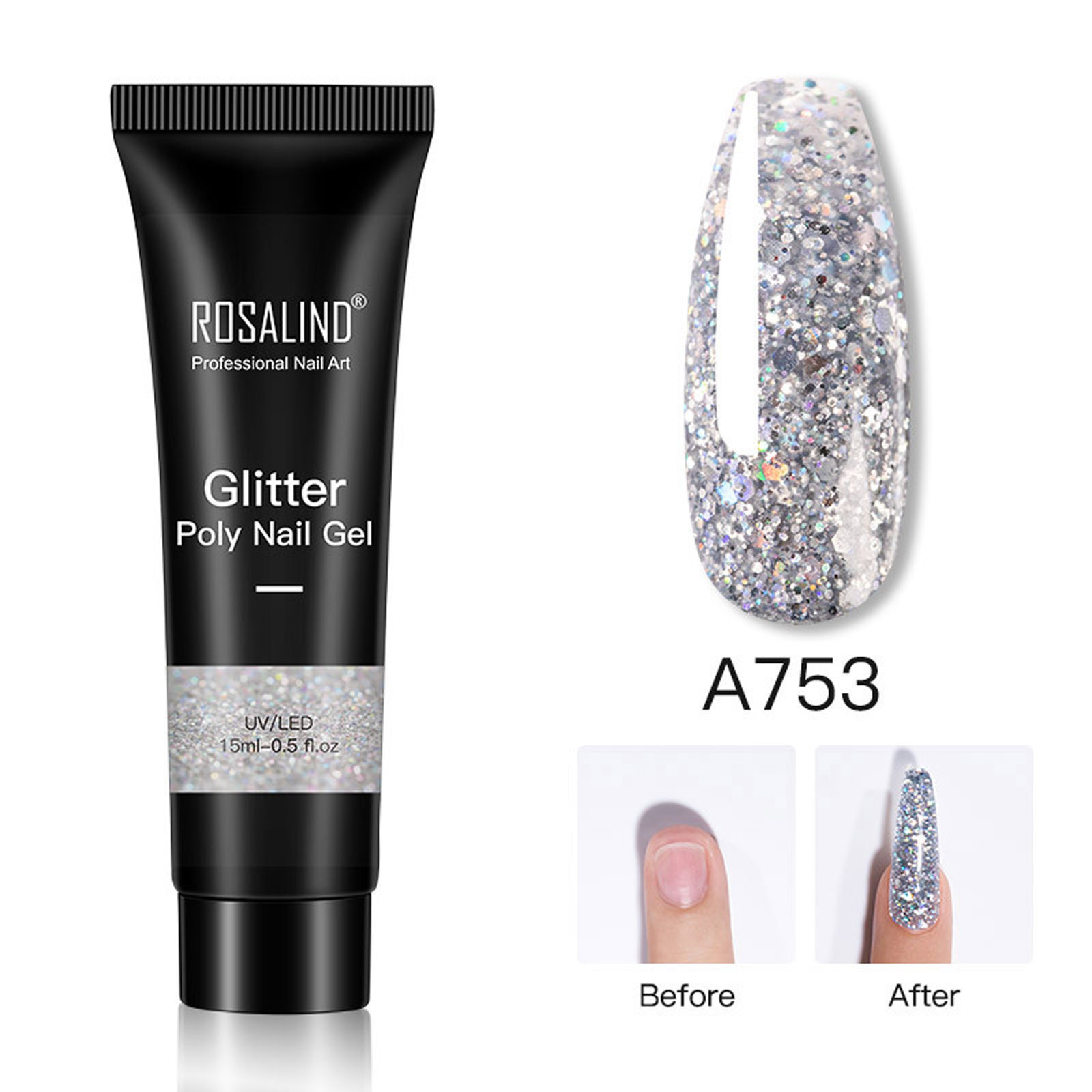 Savings ROSALIND Glitter Pearlescent Extender 15ml Crystal Nail Gel ...