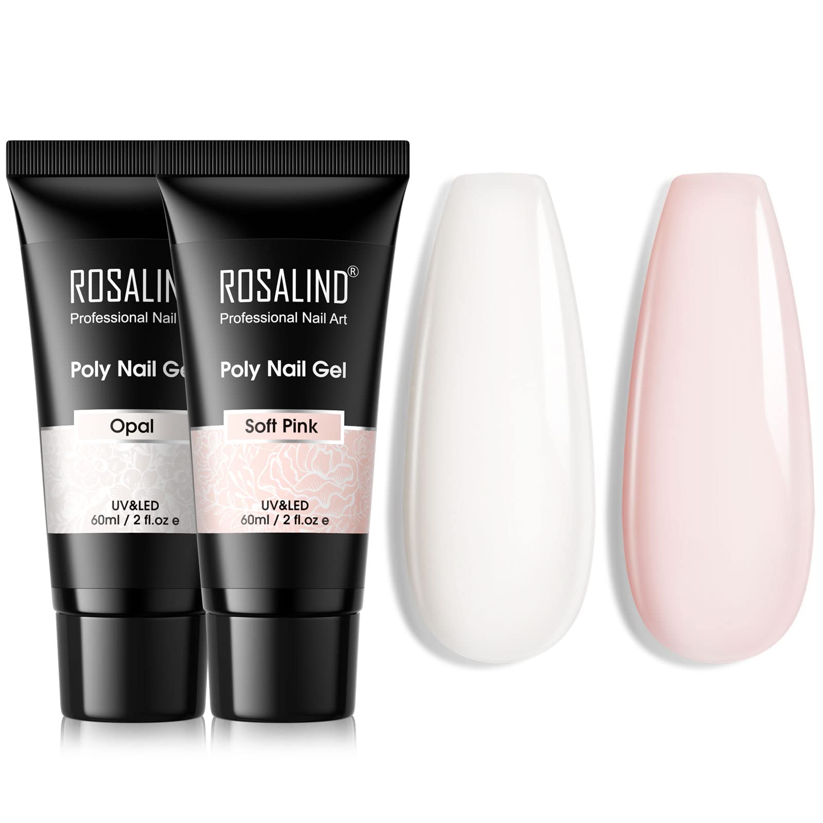 ROSALIND Soft Pink&Opal Extension Gel, 2 PCS 60ml Opal Poly Nail Gel ...