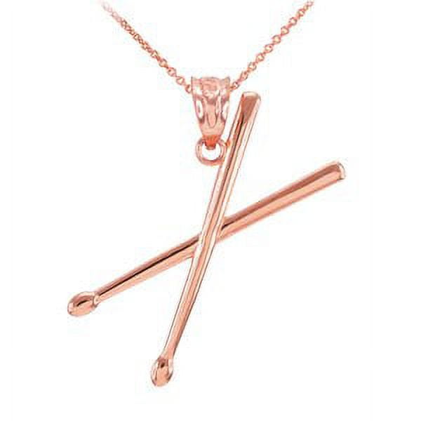 ROSE GOLD 3D DRUM STICKS PENDANT NECKLACE : 14K Pendant with 18" chain ...