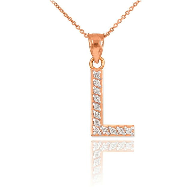 ROSE GOLD LETTER "L" DIAMOND INITIAL PENDANT NECKLACE : 14K Pendant with 16" chain - Walmart.com